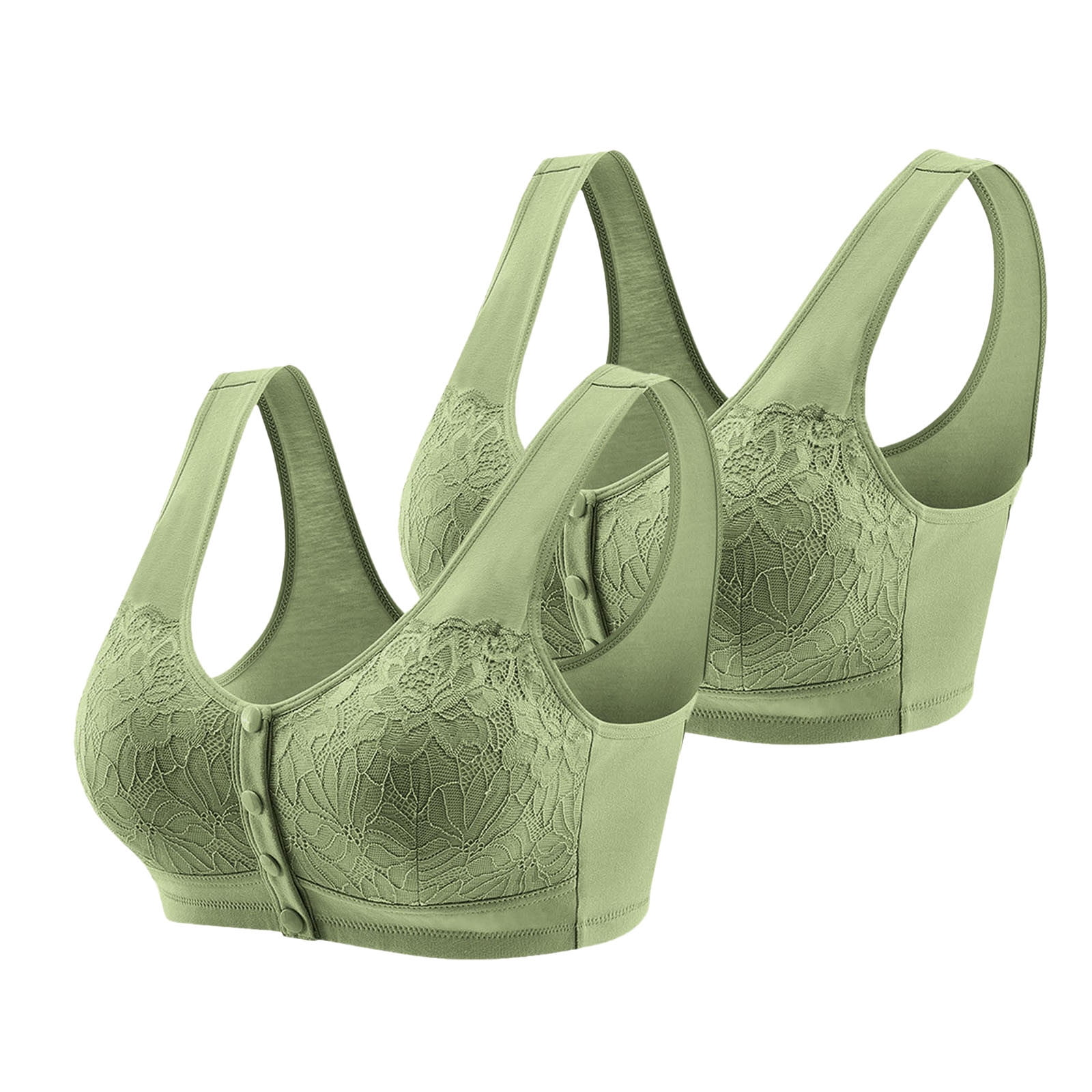 LYEAA Cotton Bras for Women Wirefree 2 Pack of Plus Size Wireless Push ...