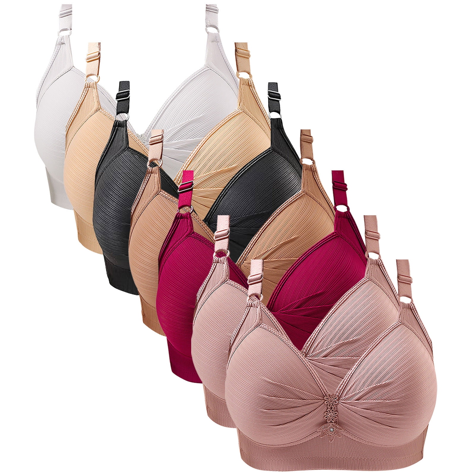 LYEAA T-Shirt Bras for Women 7 Pack Plus Size No Wire Wirefree Everyday ...