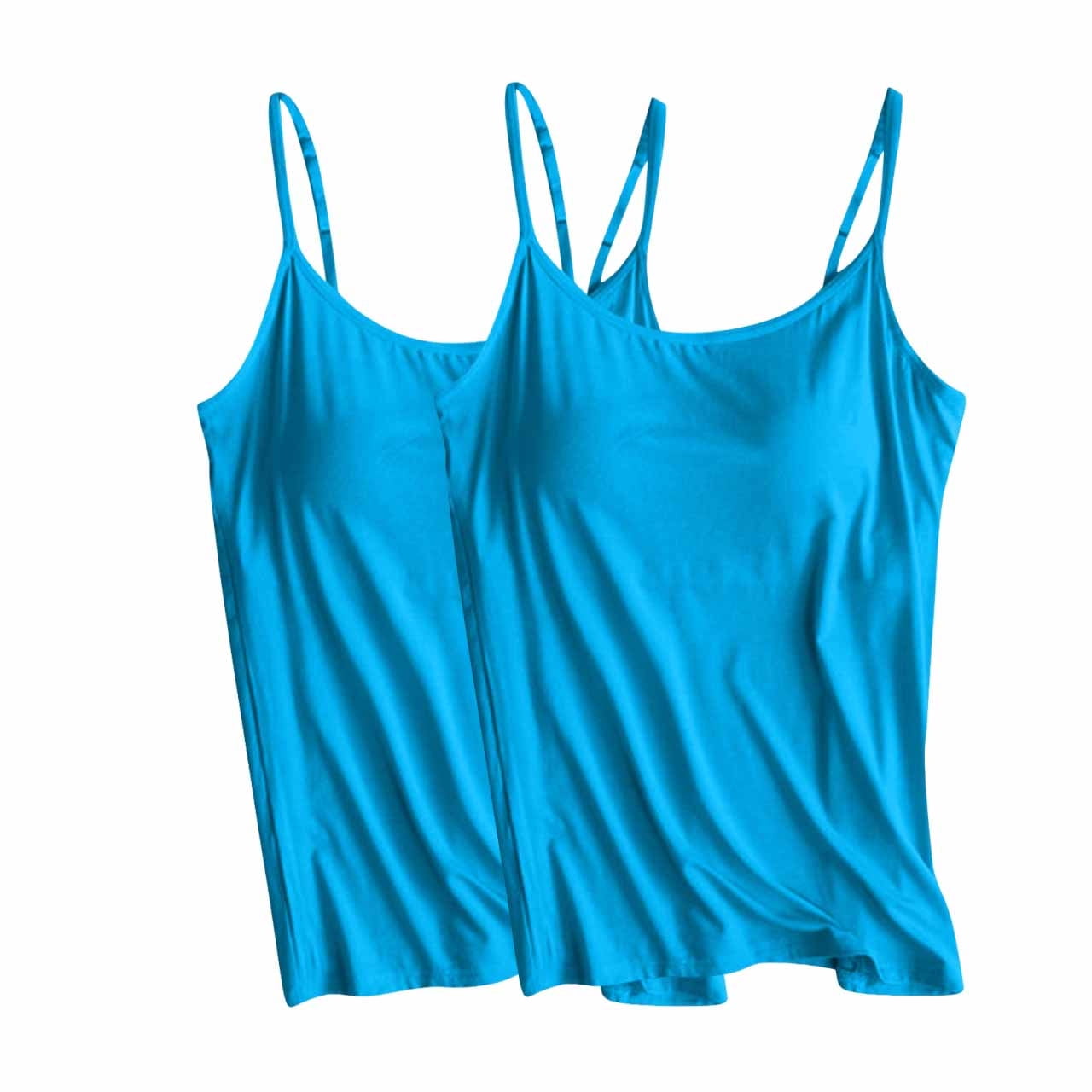 LYEAA Tank Tops for Women with Built in Bra Loose 2 Pack of Plus Size ...