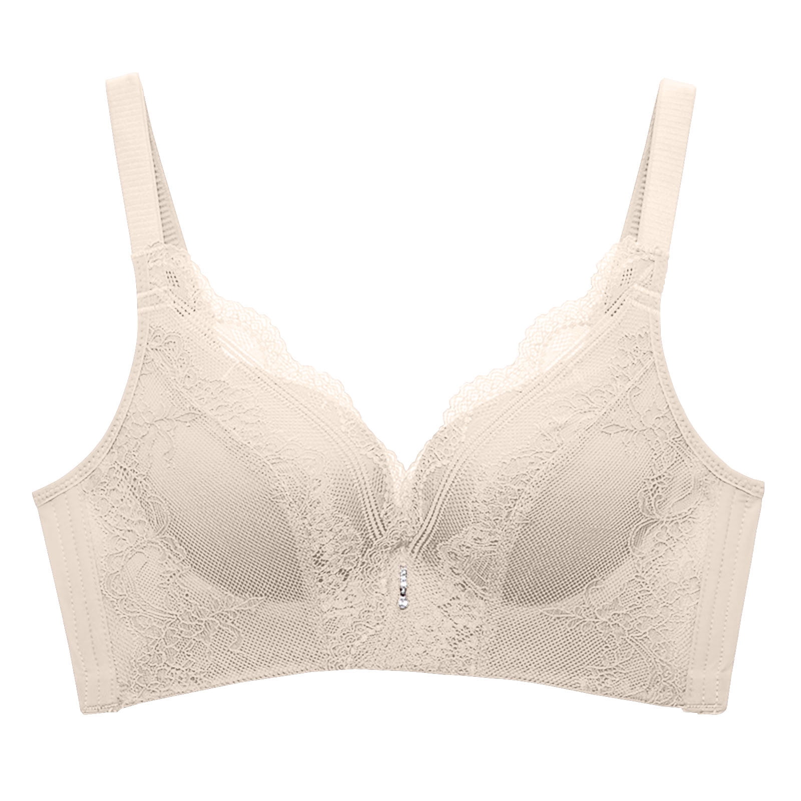 LYEAA No Wire Bras for Women Lace Push up Lightly Lined Wireless Daily ...