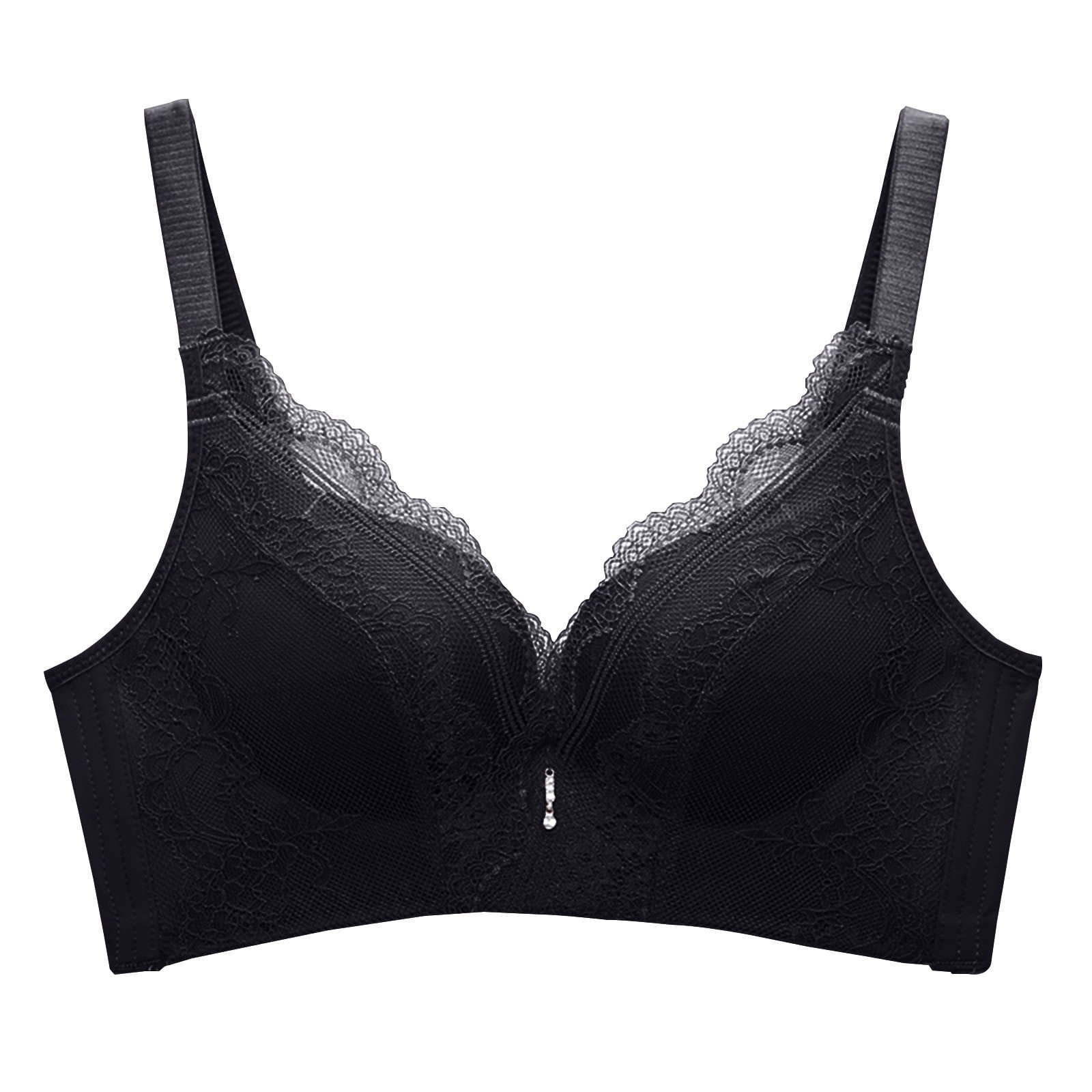 LYEAA No Wire Bras for Women Lace Push up Lightly Lined Wireless Daily ...