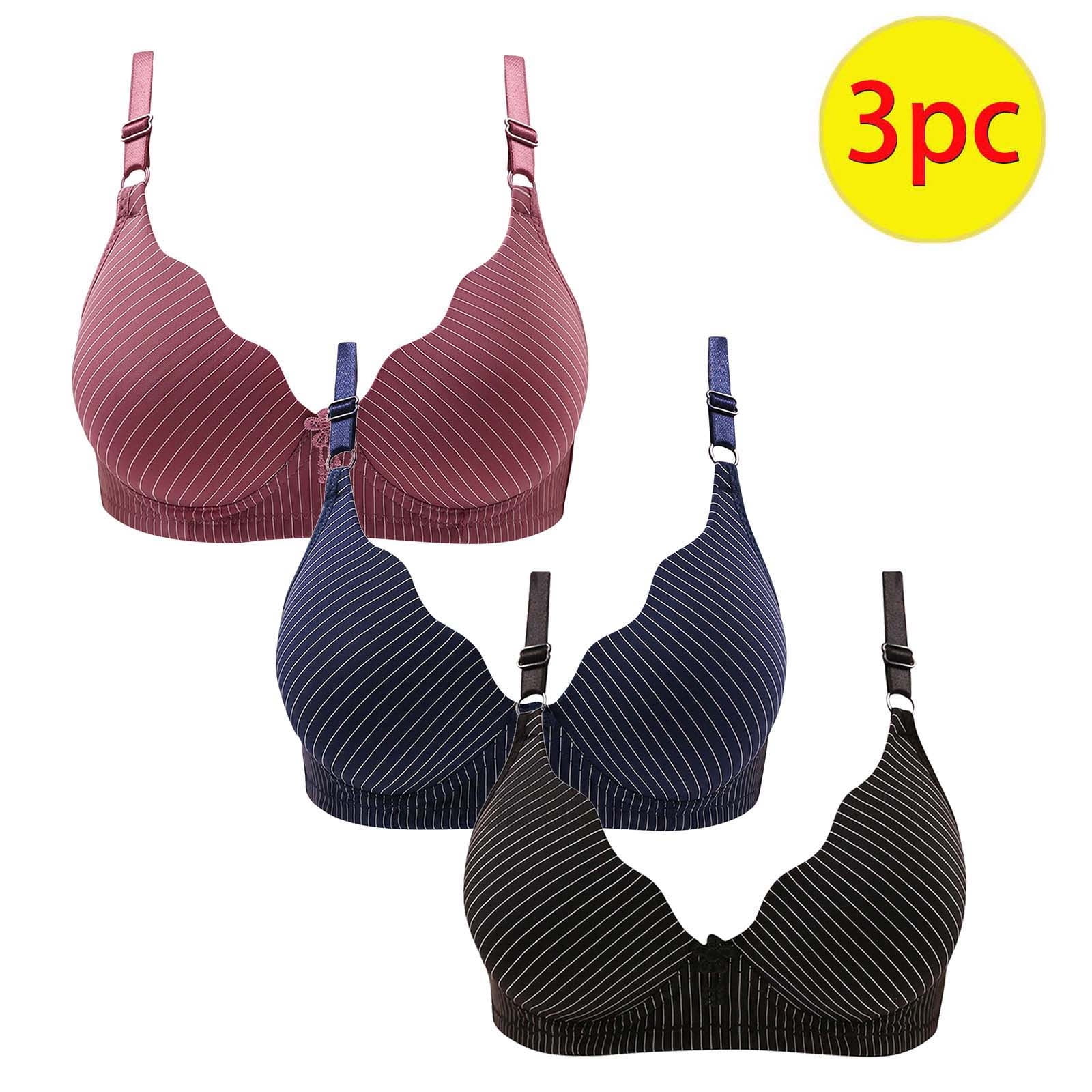 LYEAA Wireless Bras for Women 3 Pack of Push Up No Wire Bra Full Figure ...