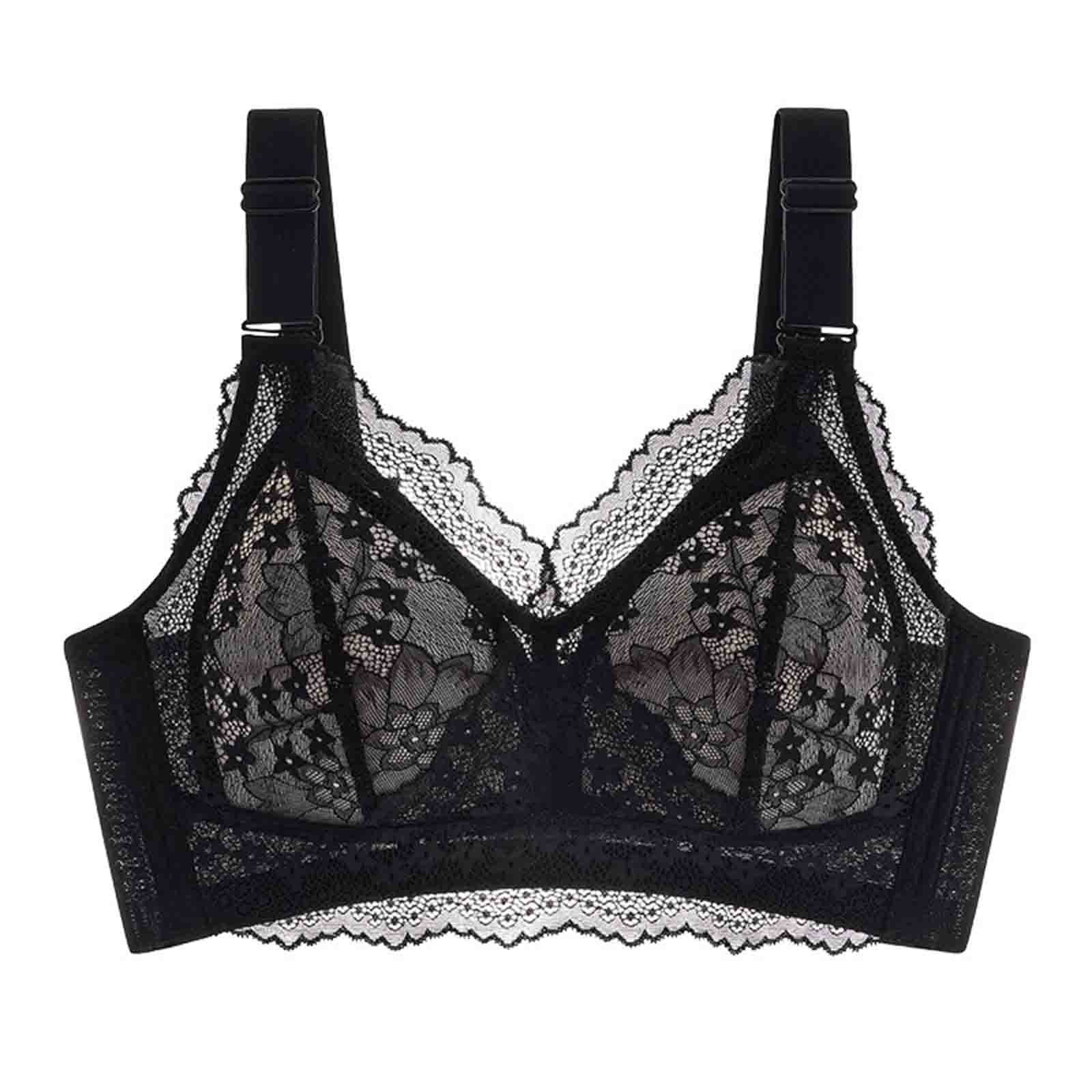 LYEAA Women Bras Wireless Push up Plus Size Lace Lightly Lined Daily ...