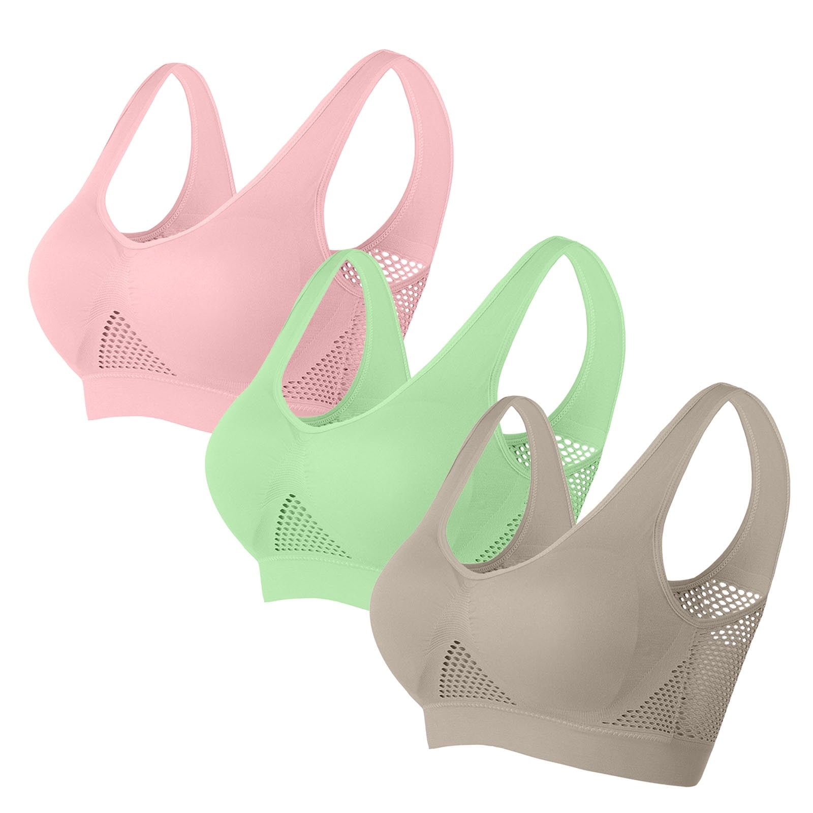 LYEAA Womens Bras Wireless Multipack of 3 Push Up No Wire Plus Size ...