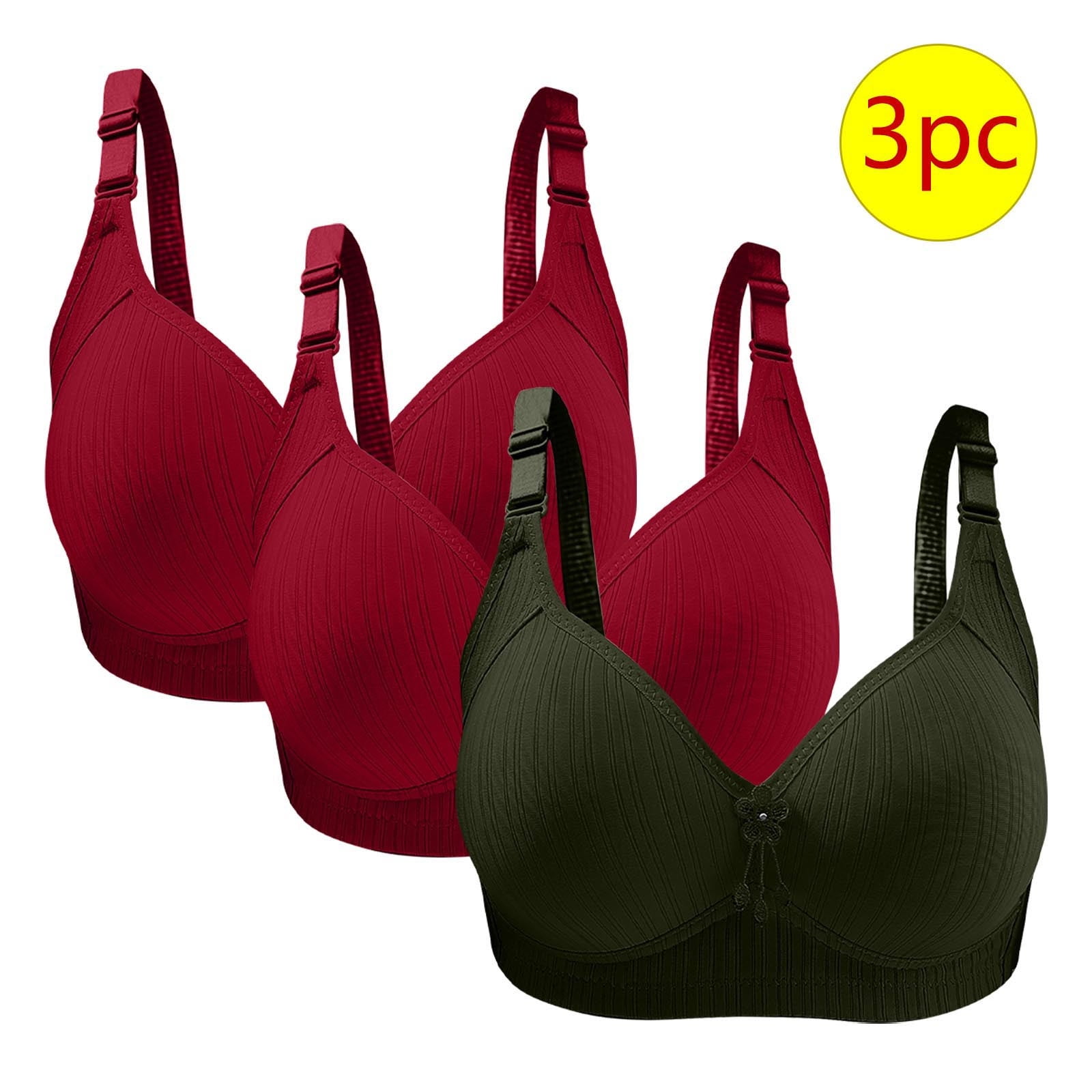 LYEAA Womens No Wire Bras Full Figures 3 Pack of Push Up Wireless Bra ...