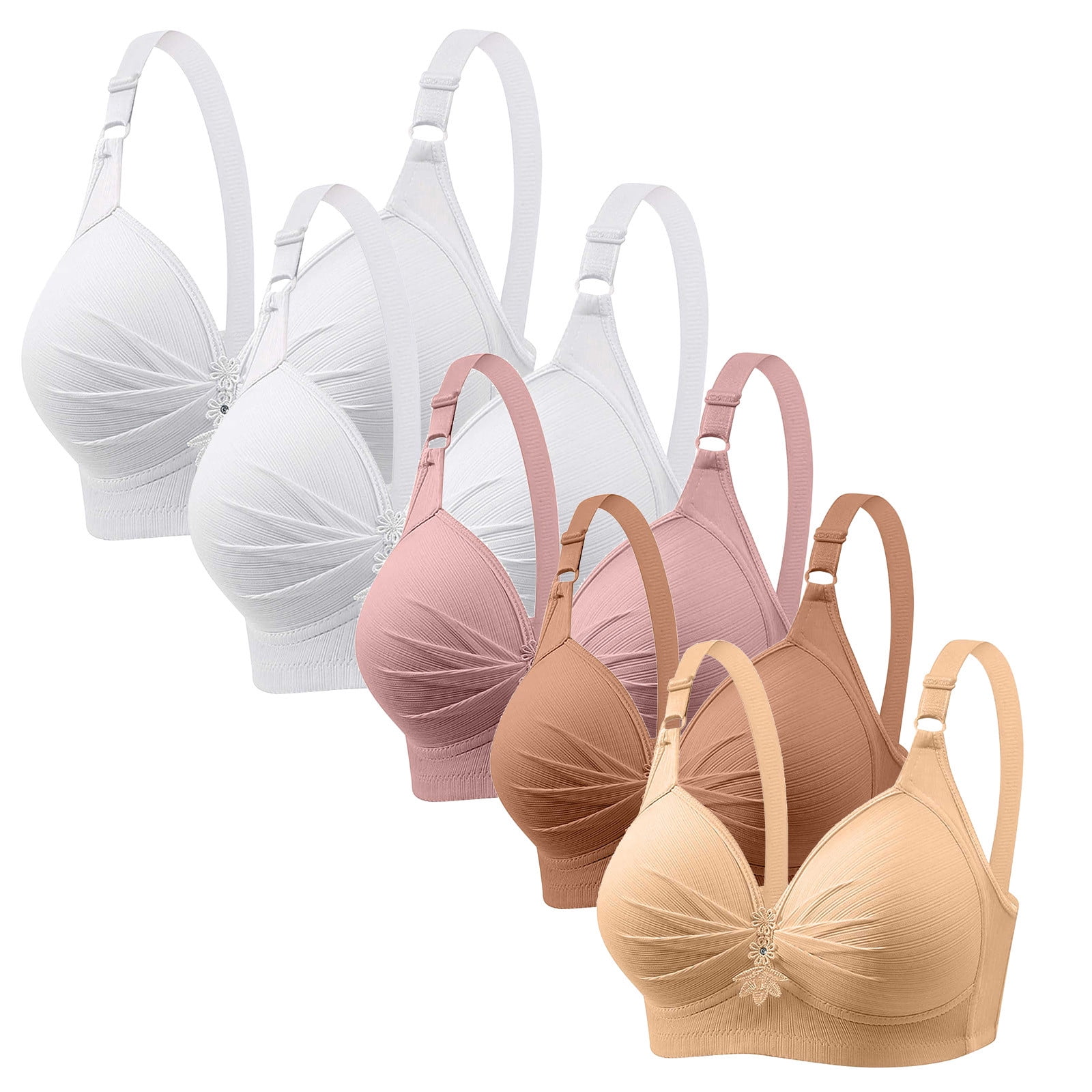 LYEAA Womens Wireless Bras Multipack 5 Pack of Soft Comfortable Bras ...