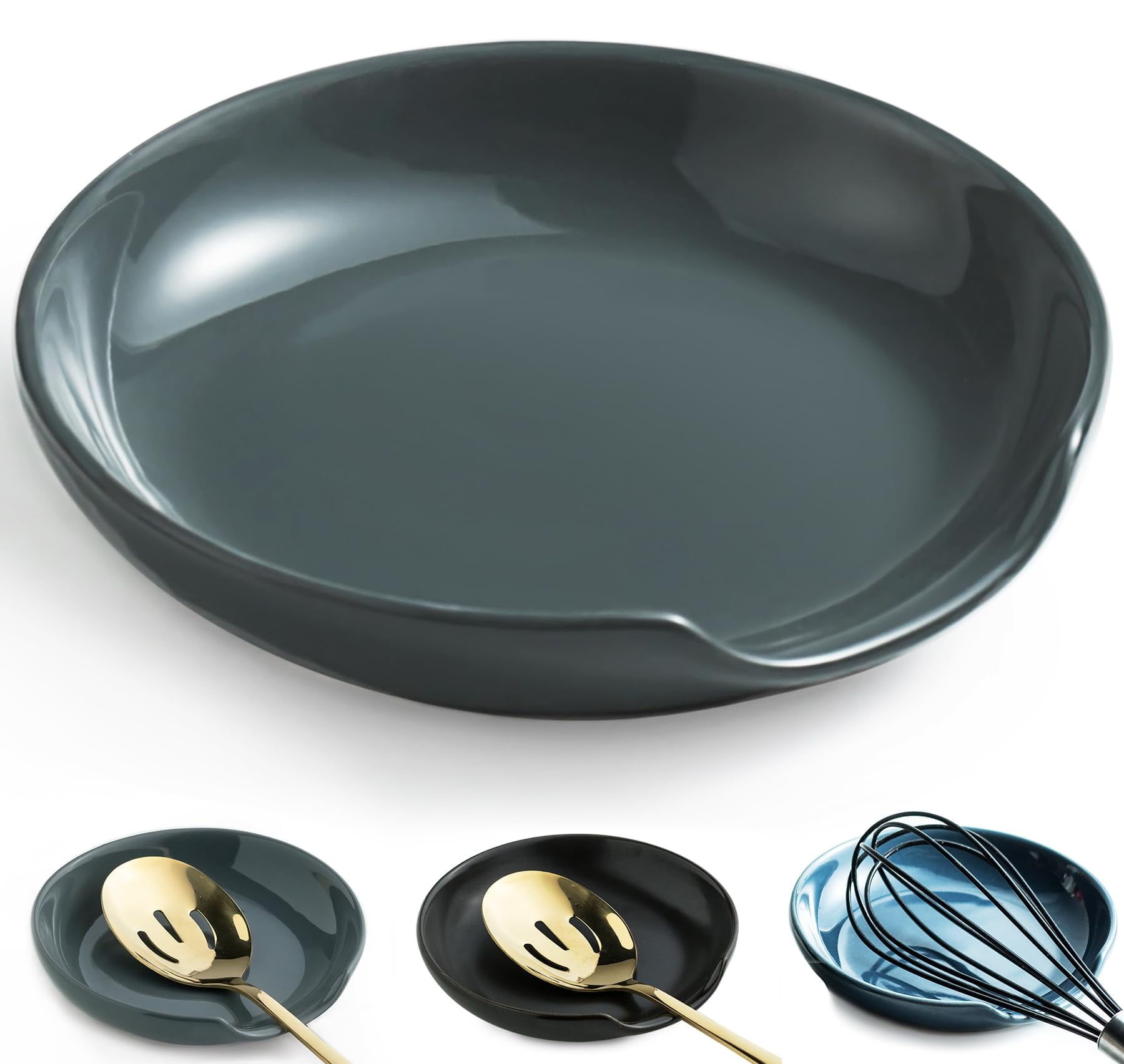 LYEOBOH Ceramic Spoon Rest for Stove Top, 5 Inch Kitchen Spoon Rest ...