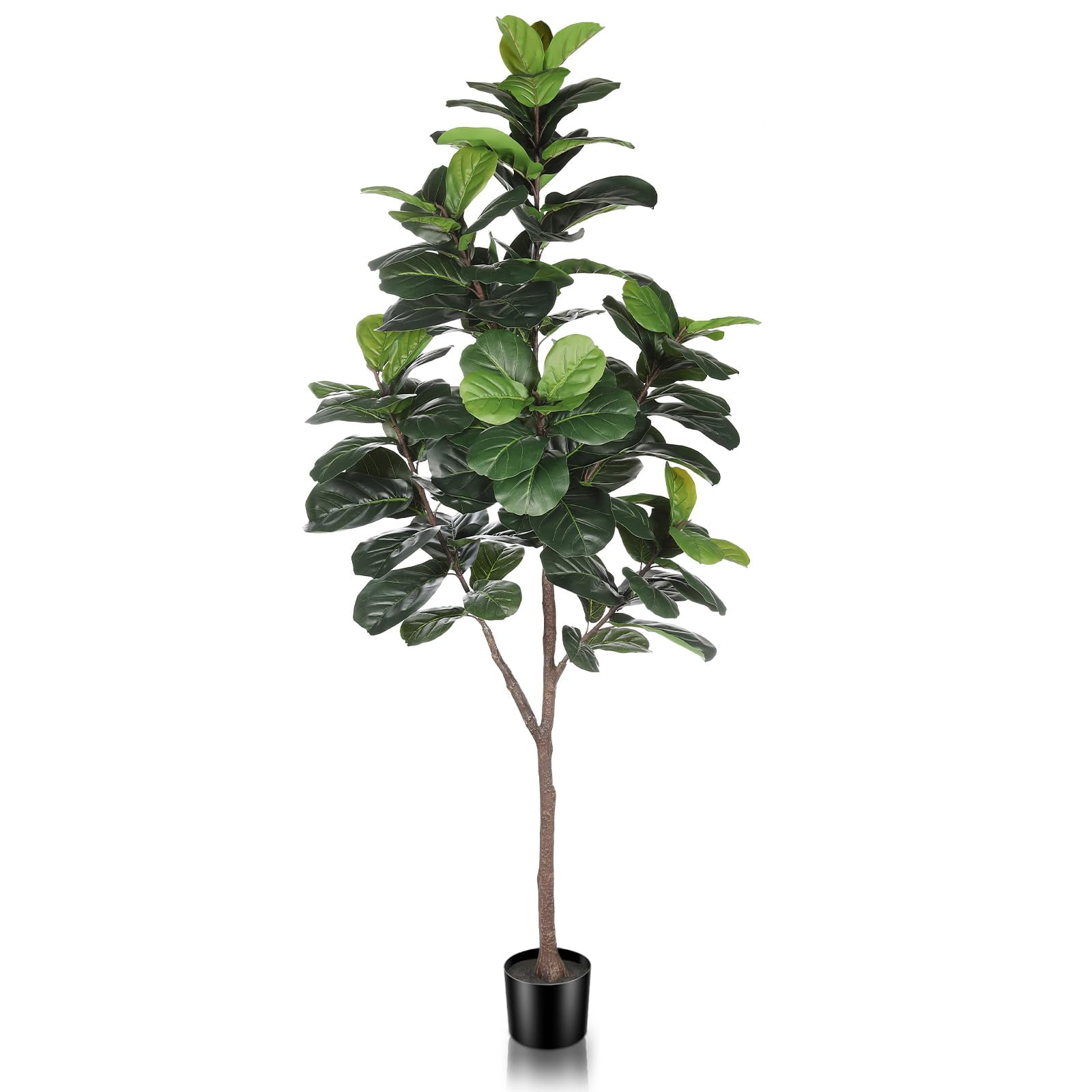 LYERSE Artificial Fiddle Leaf Fig Tree - 6.5ft Faux Ficus Lyrata Plant ...