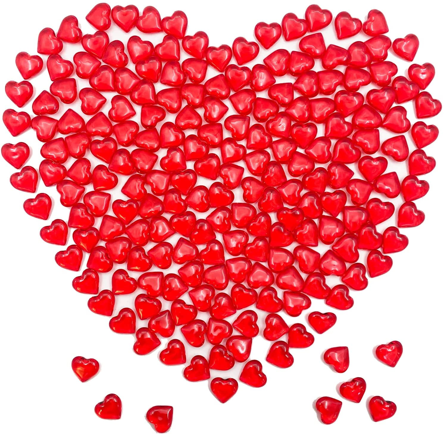 LYFJXX 200pcs Red Acrylic Hearts Shaped Crystals Reusable Gems for ...