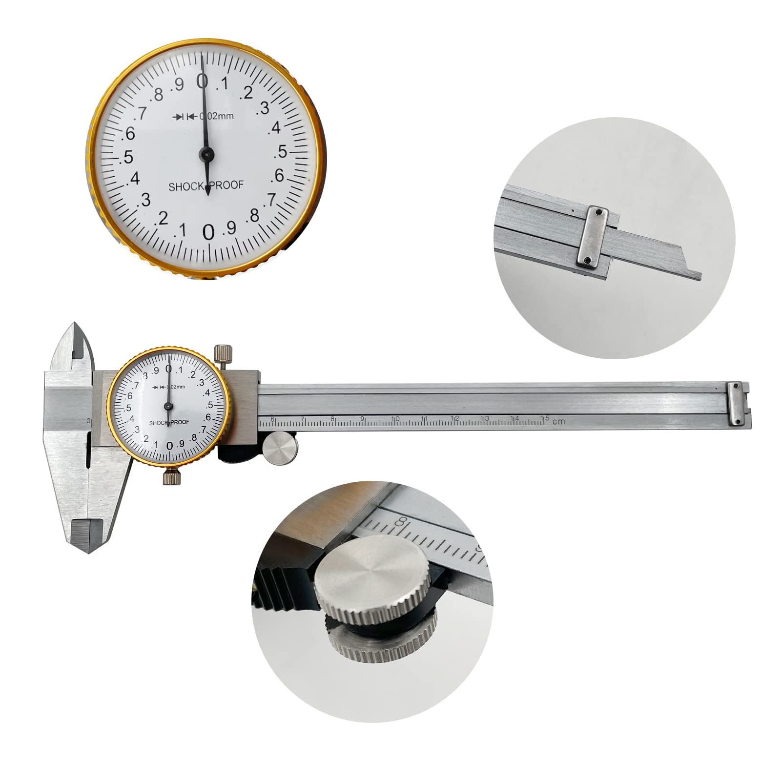 LYFJXX Dial Calipers 15 cm, 0.02 mm Accuracy Stainless Steel Vernier ...