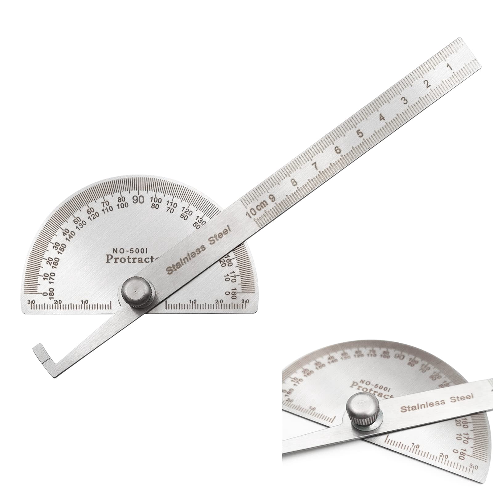 LYFJXX Stainless Steel Angle Protractor, 0-180 Degrees, 10 cm ...
