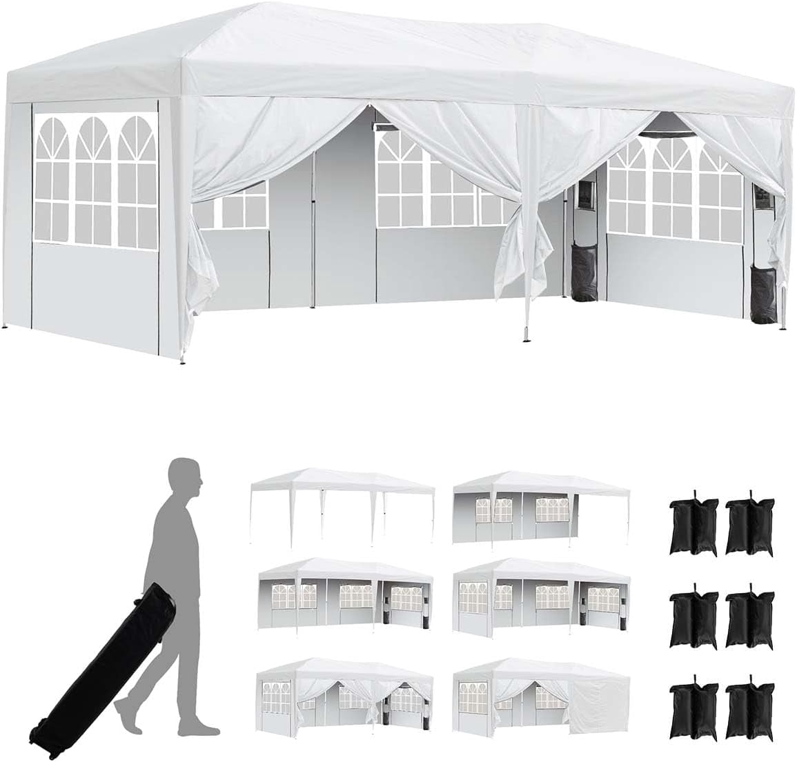 LYH 10x20 Pop up Canopy with Sidewalls, Foldable Commercial Heavy Duty ...