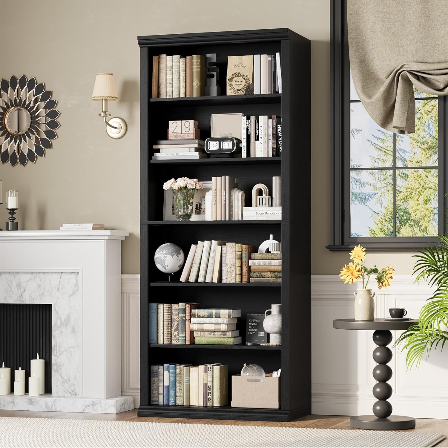 LYH Bookcase and Bookshelves, 28" W Tall Bookshelf with Elegant Design ...