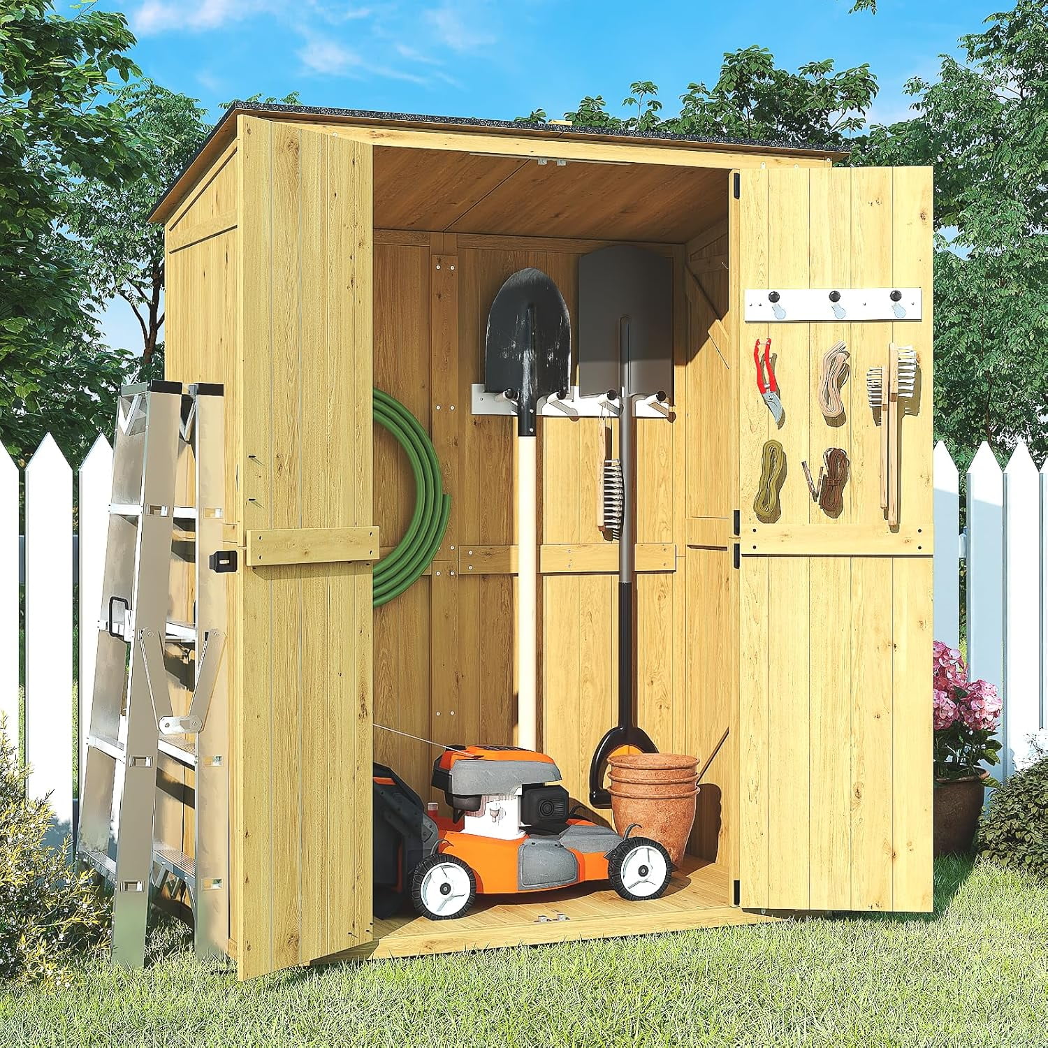 LYH Storage Shed, 4.6x2.2 FT Garden Shed Outdoor Wood Sheds, Storage ...
