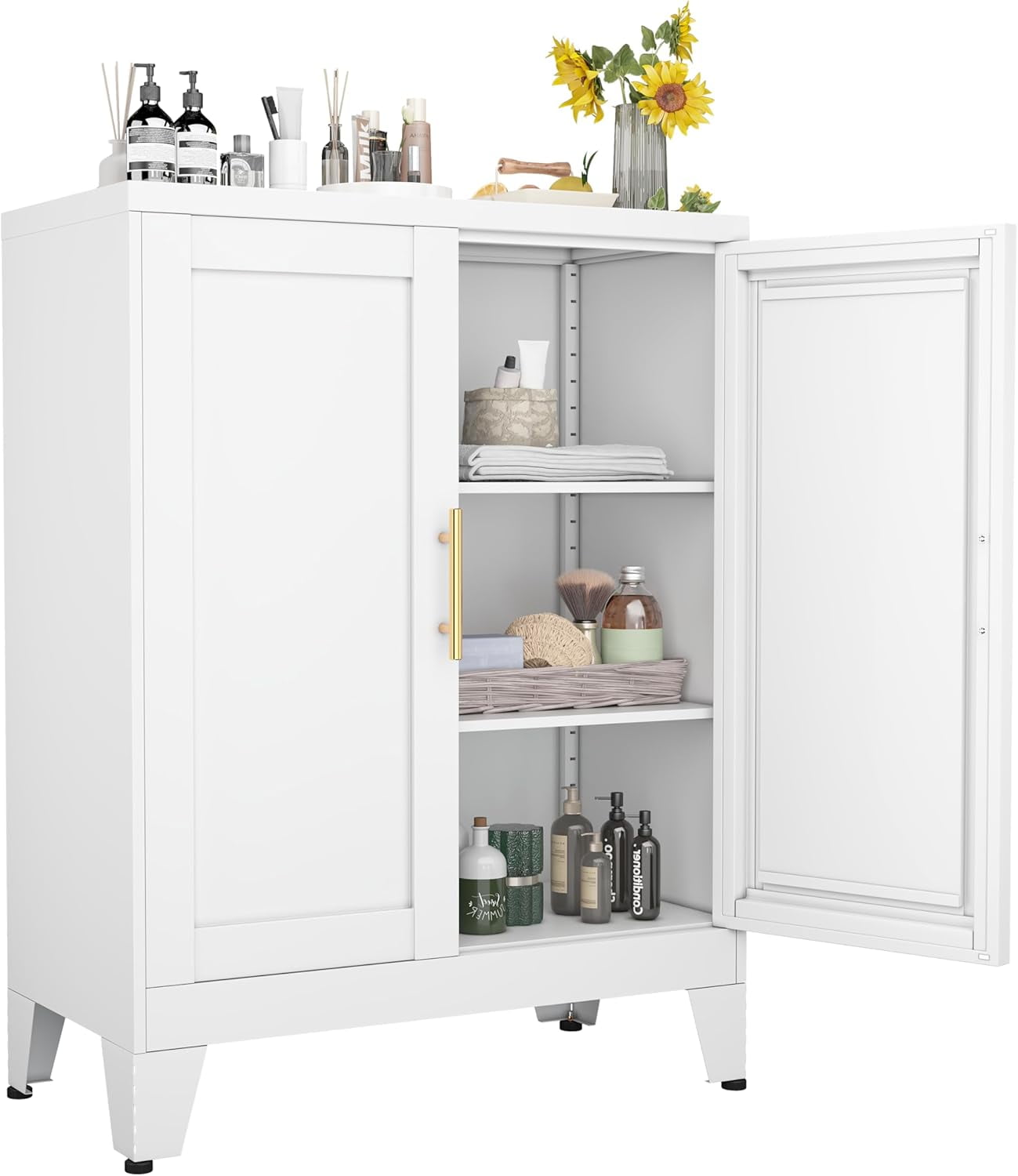 LYH White Metal Storage Cabinet, 36" Sideboard Buffet Cabient, Kitchen ...