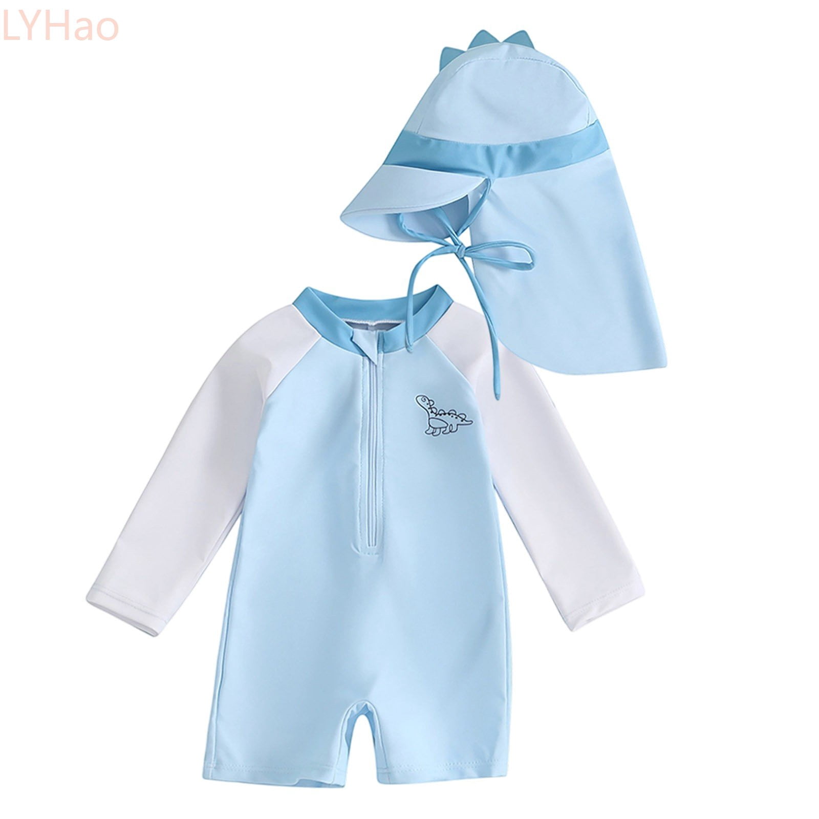 LYHao Boys Swimwear Long Sleeve Dinosaur Rash Guard With Hood Sun UPF ...