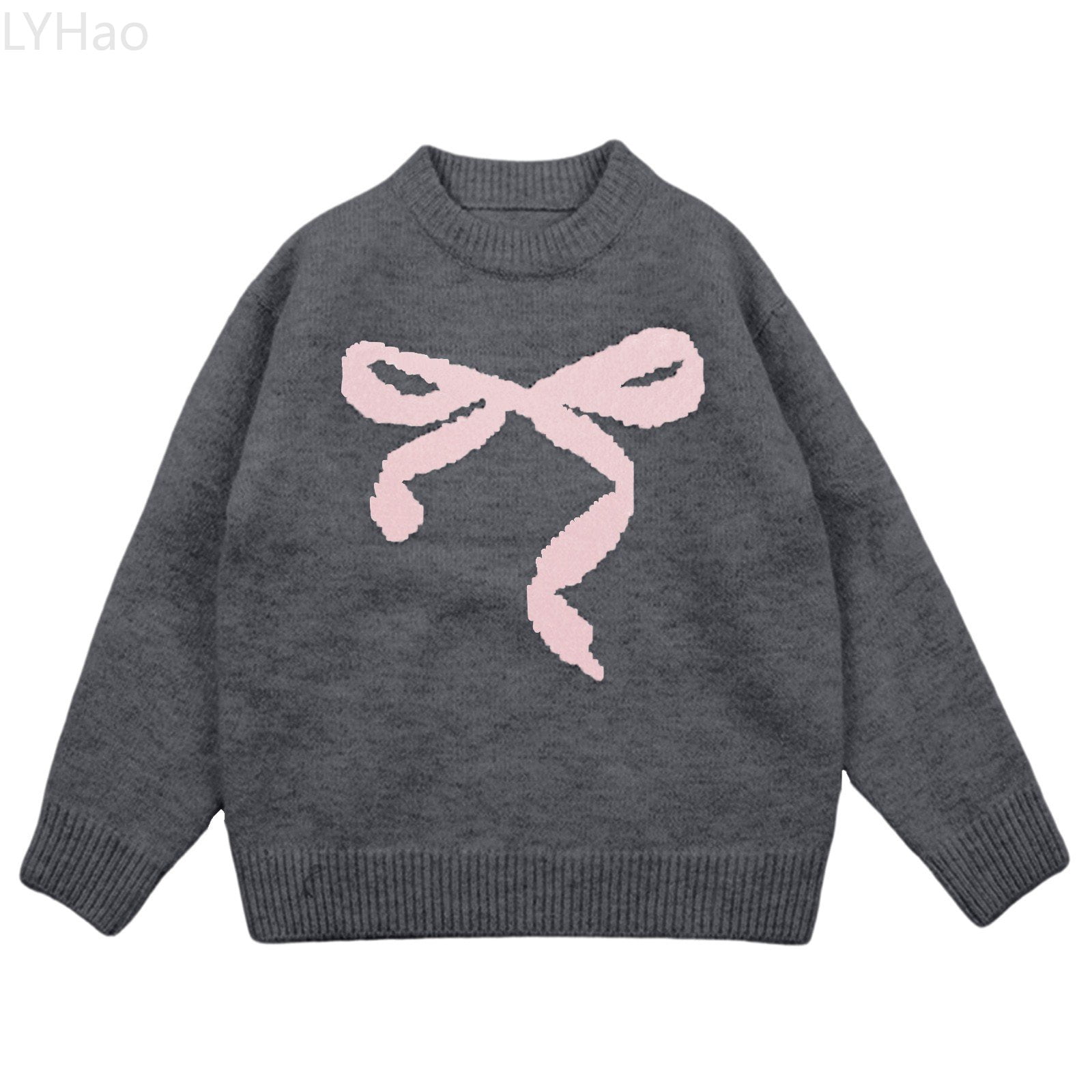 LYHao Elegant Knit Ready Girls' Bow Detail Sweater For Winter Months ...
