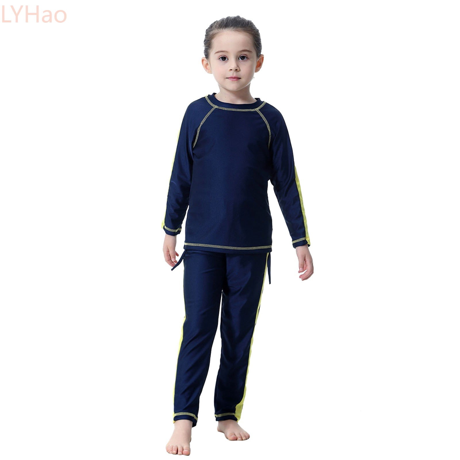 LYHao Full Coverage Girls Swimwear Long Sleeve Swim Shirt And Swim ...