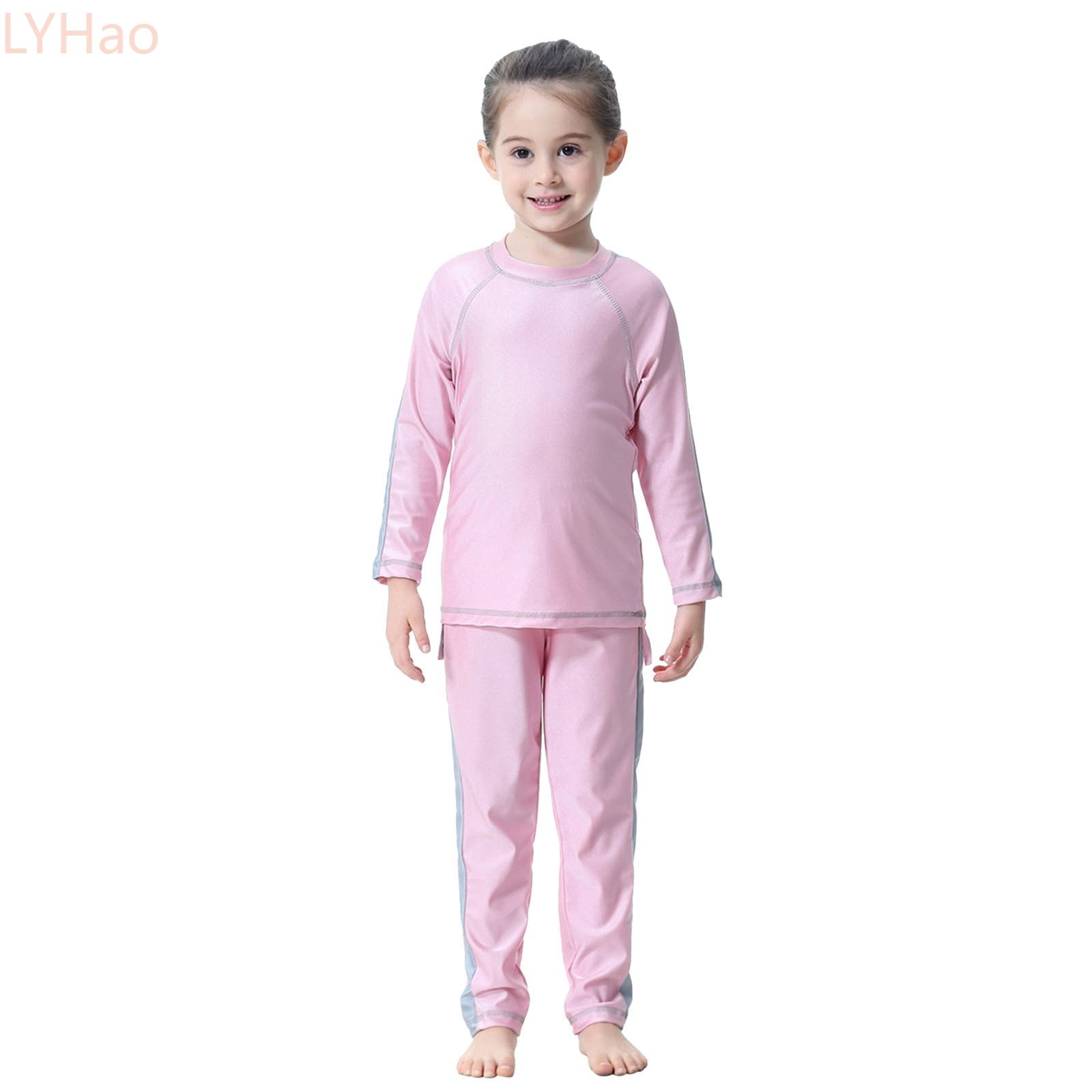 LYHao Full Coverage Girls Swimwear Long Sleeve Swim Shirt And Swim ...