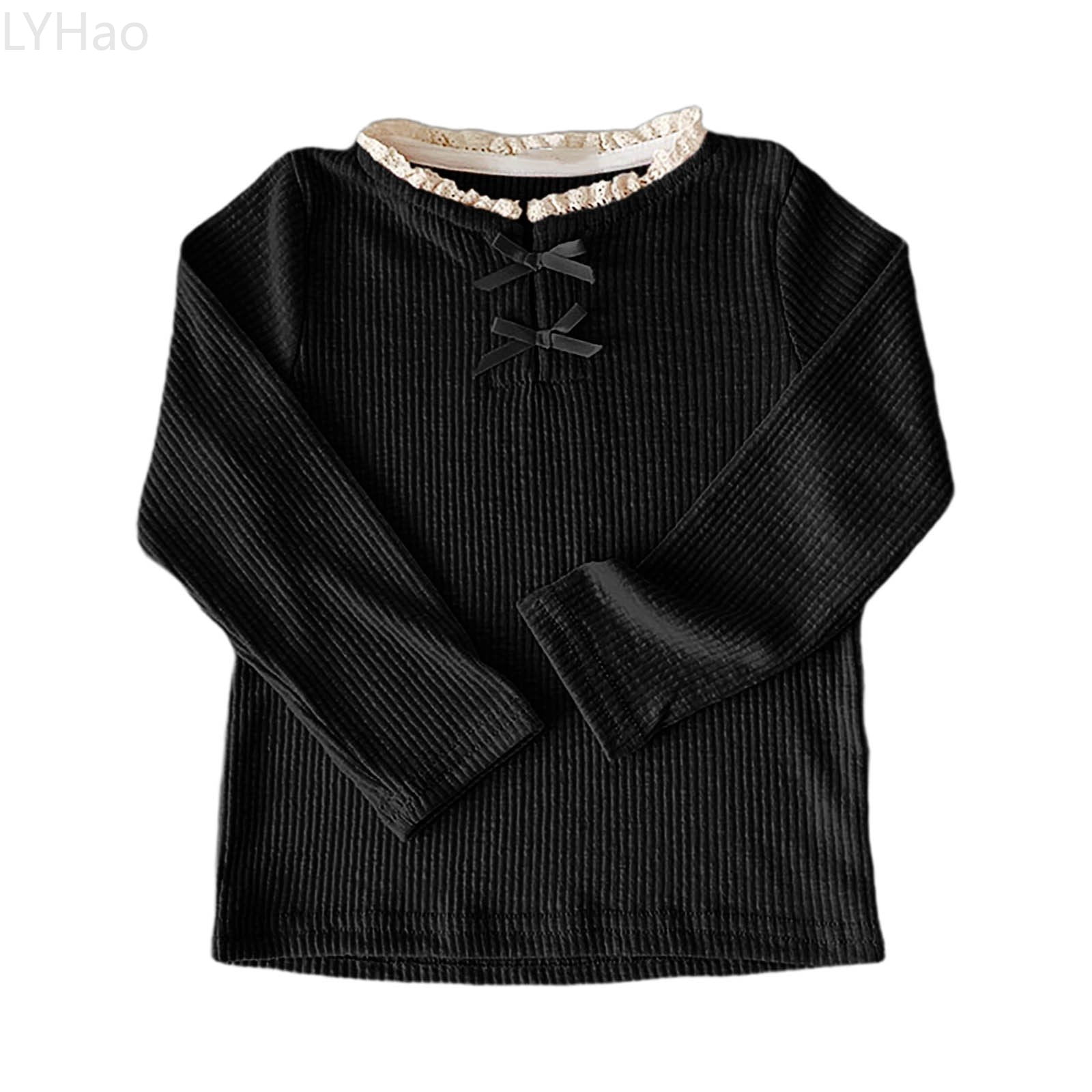 LYHao Girls Cute Bow Blouse Elegant Lace Collar Top Casual For Toddler ...