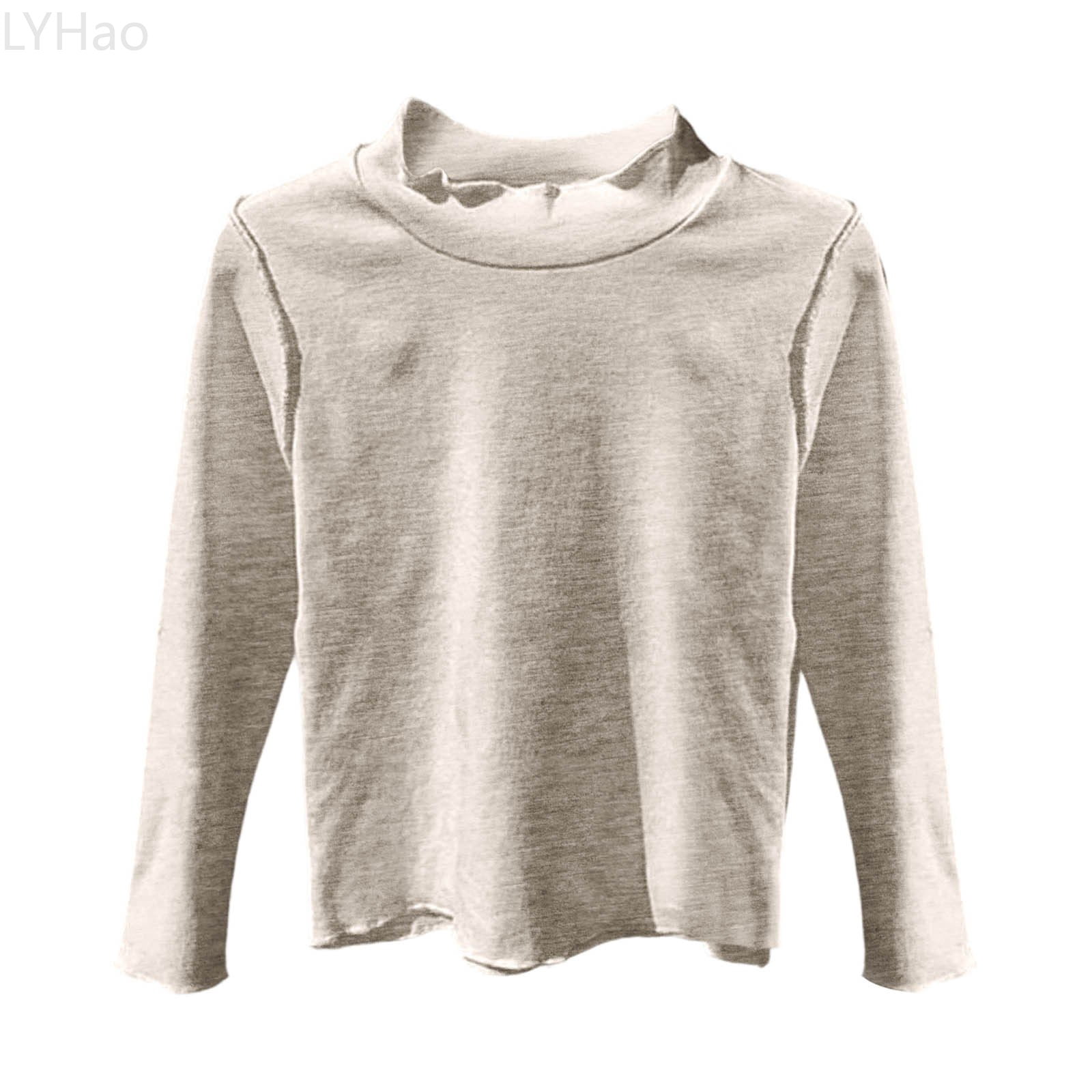 LYHao Girls Long Sleeve Tops Cute High Neck Blouse Basic Tee ...