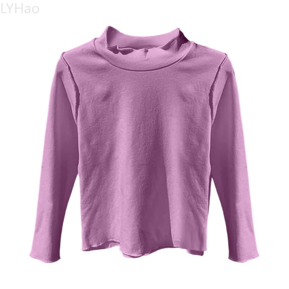 LYHao Girls Long Sleeve Tops Cute High Neck Blouse Basic Tee ...