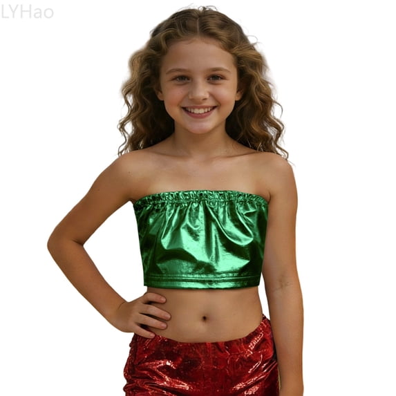LYHao Girls Sequin Top Stretch Sparkly Tee for School Casual Dance ...