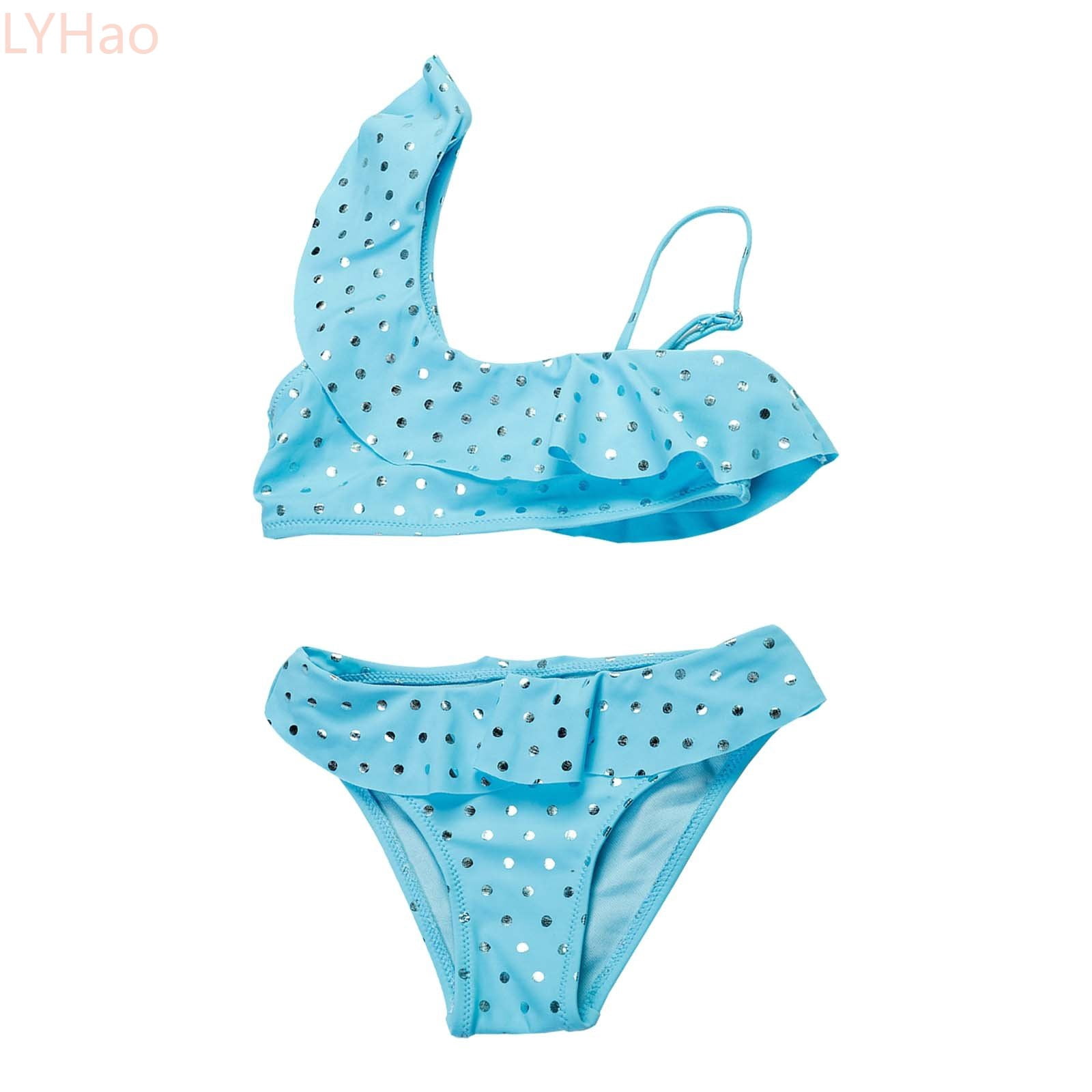 LYHao Girls Split Swimsuit With Ruffles And Dots Baby Bikini Swimwear ...