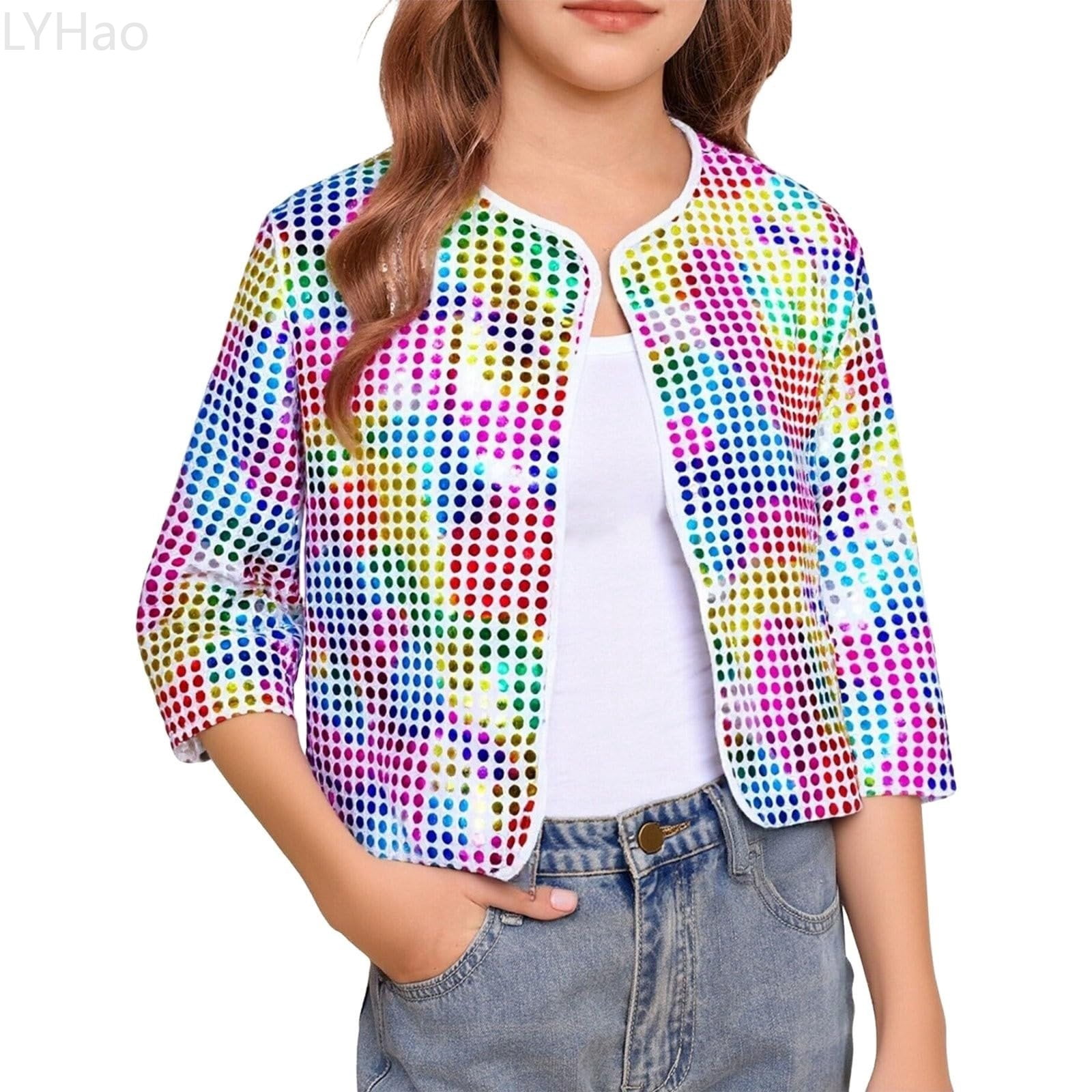 LYHao Girls Summer Stage Performance Blouse With Sequins Design For ...