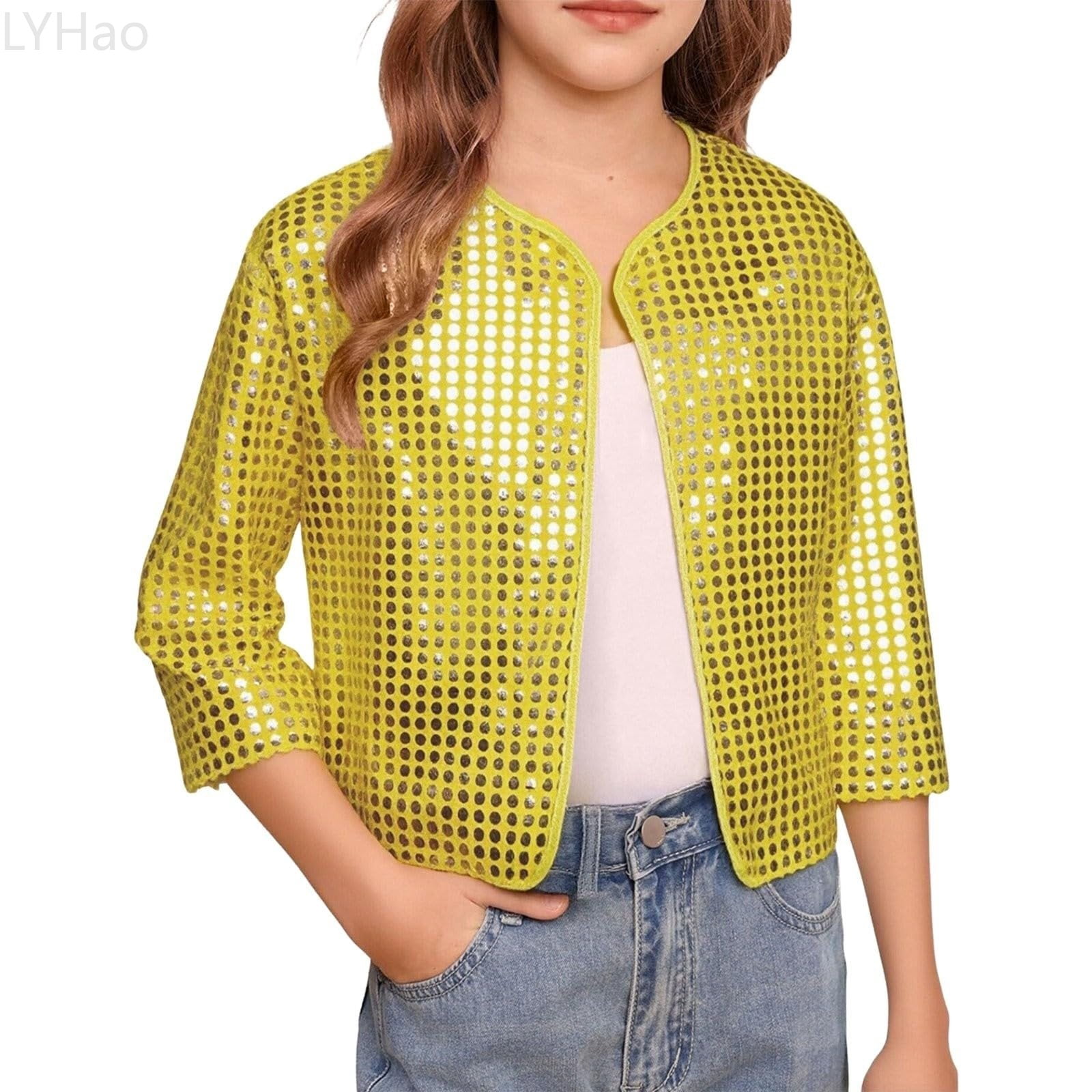 LYHao Girls Summer Stage Performance Blouse With Sequins Design For ...