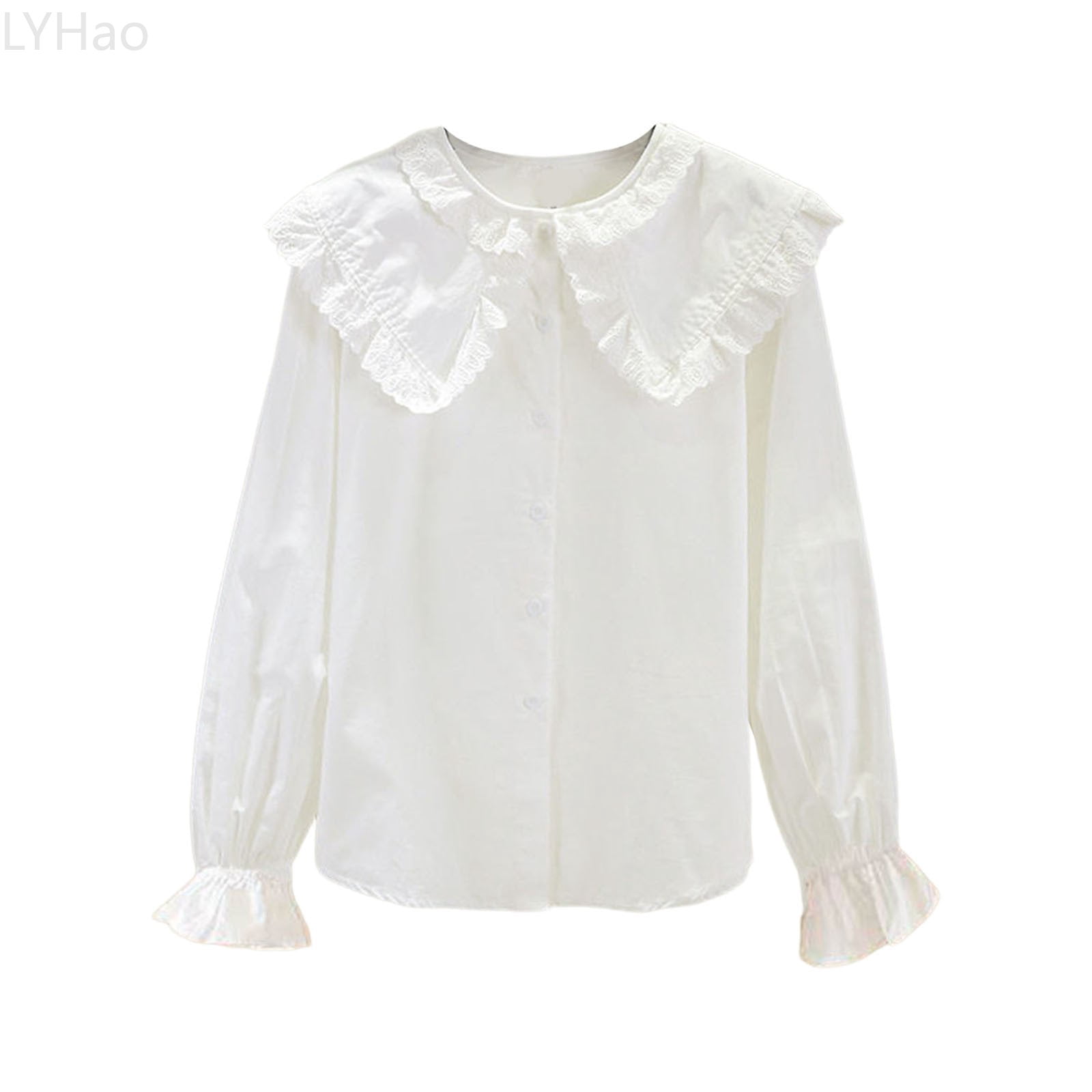 LYHao Kids Girls Long Sleeve Blouses Kids Elegant Ruffled Button Down ...