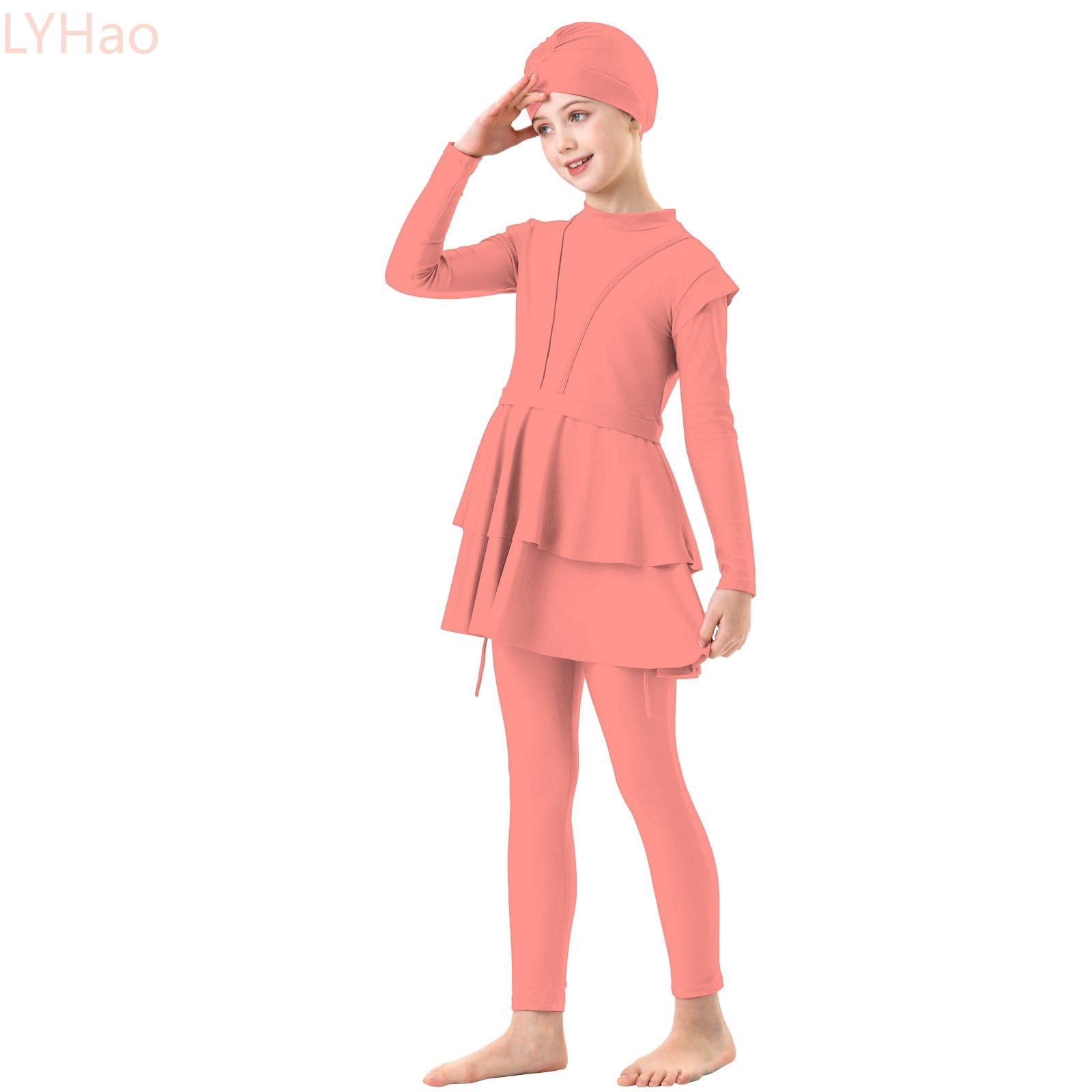 LYHao Muslim Swimsuit Girls 3 Piece Full Cover Hijab Burkini Arabic ...