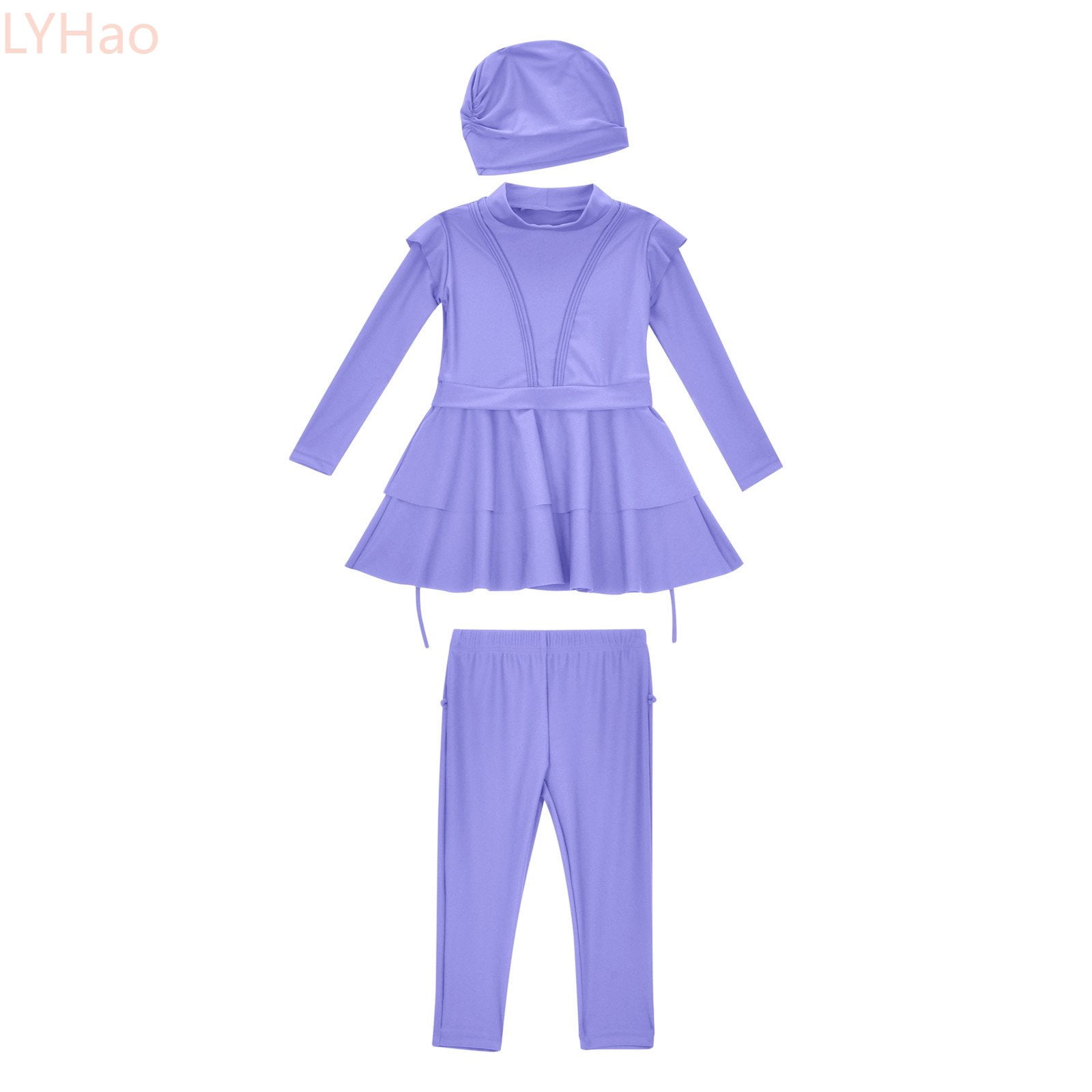 LYHao Muslim Swimsuit Girls 3 Piece Full Cover Hijab Burkini Arabic ...