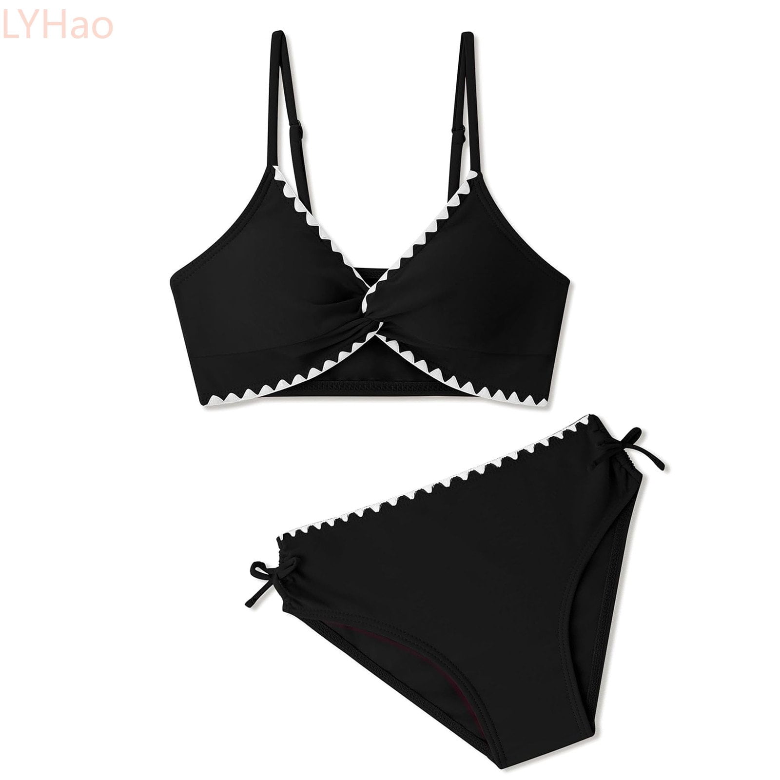 LYHao Swimsuits V Neck Drawstring Cute Girls Bikini Swim Two Piece With ...