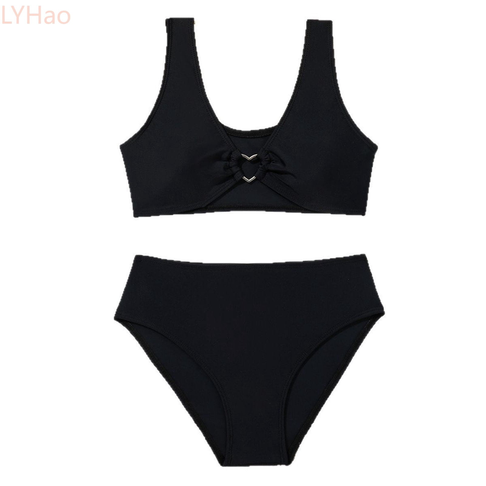 LYHao Toddler Girls Swimsuit Sports Solid Color V Neck Backless Bikini ...