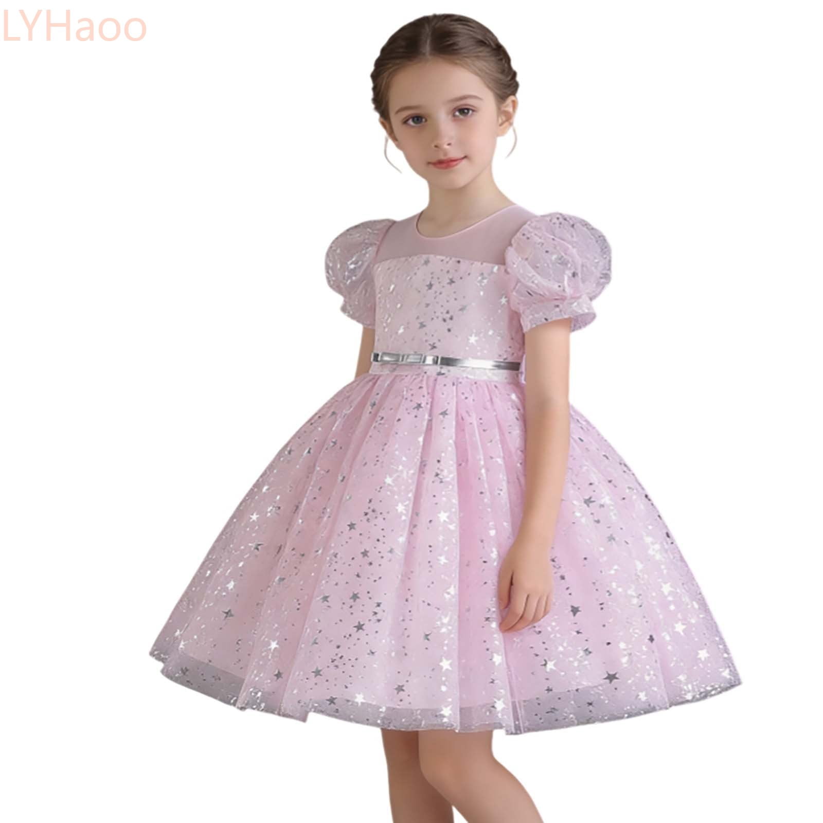 LYHaoo Dress For Girls Tutu Gown With Sleeves For Birthday Party ...