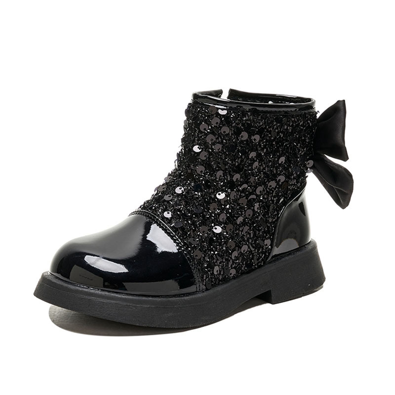 LYHaoo Girls Ankle Boot with Side Zipper Flat Boots Comfortable Soft ...