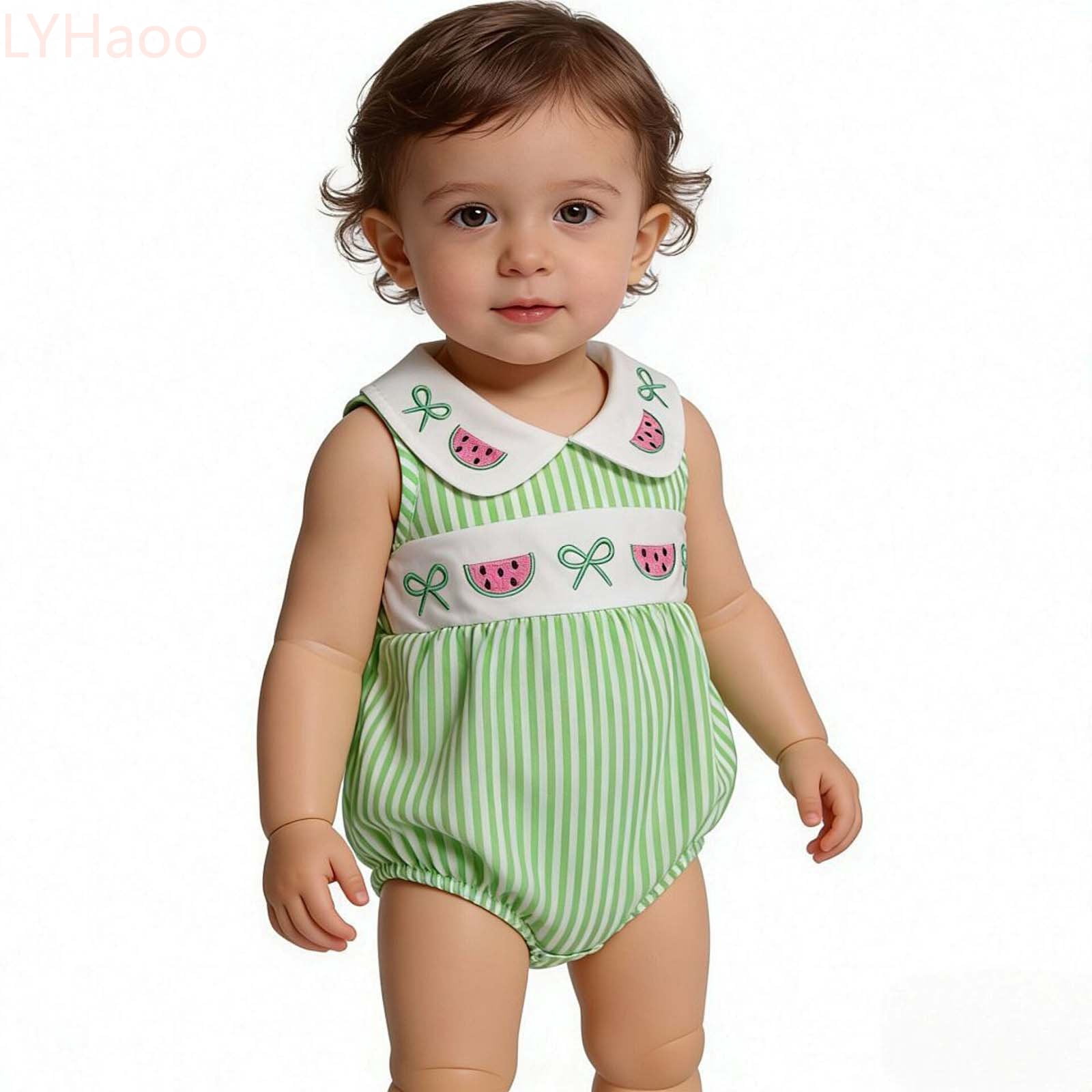 LYHaoo Romper for Girls Girls Sleeveless Striped Romper Watermelon ...