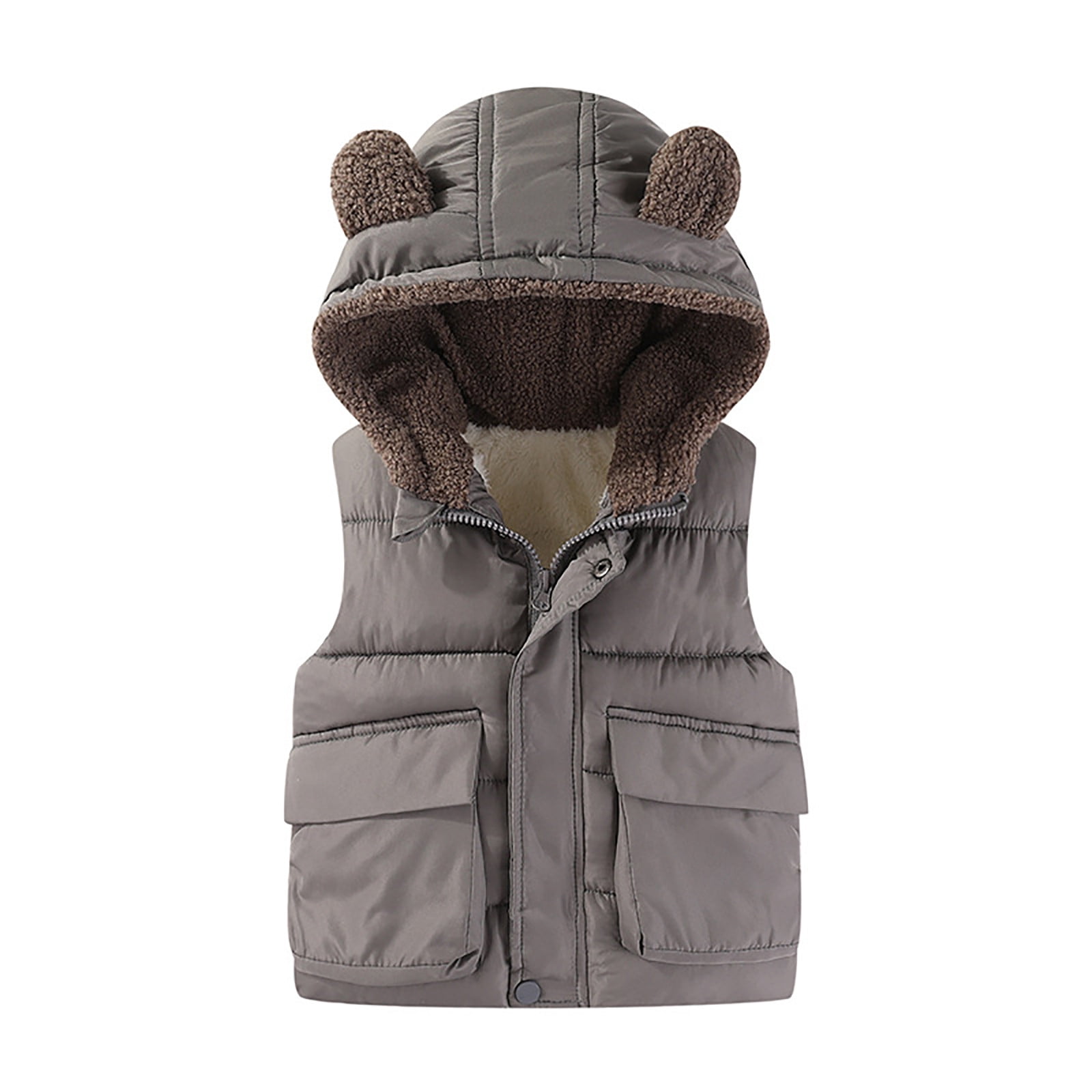 LYHaoo Toddler Boys Girls Hooded Vest Padded Warm Winter Jacket Sleeveless Bear Ears Zipper Up ...