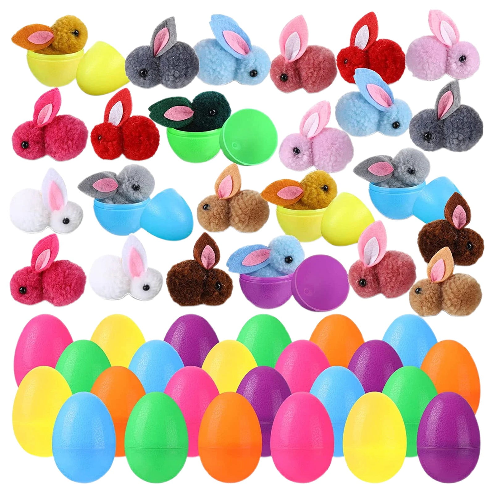 LYINGF 24 Pack Easter Bunny Egg Set - Prefilled Eggs with 24 Plush Toys ...