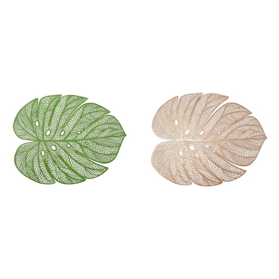 LYINGF 2pcs Leaf Shaped Vinyl Placemats, for Dinner Table, Wipeable and ...