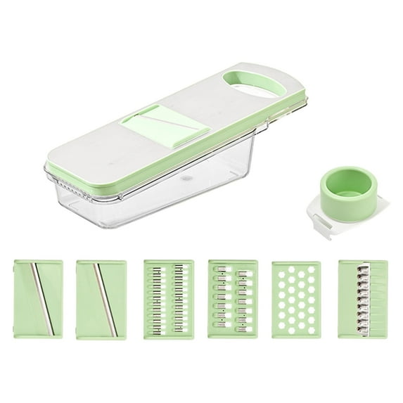 LYINGF Adjustable Stainless Steel 7-in-1 Food Slicer, Manual Vegetable ...