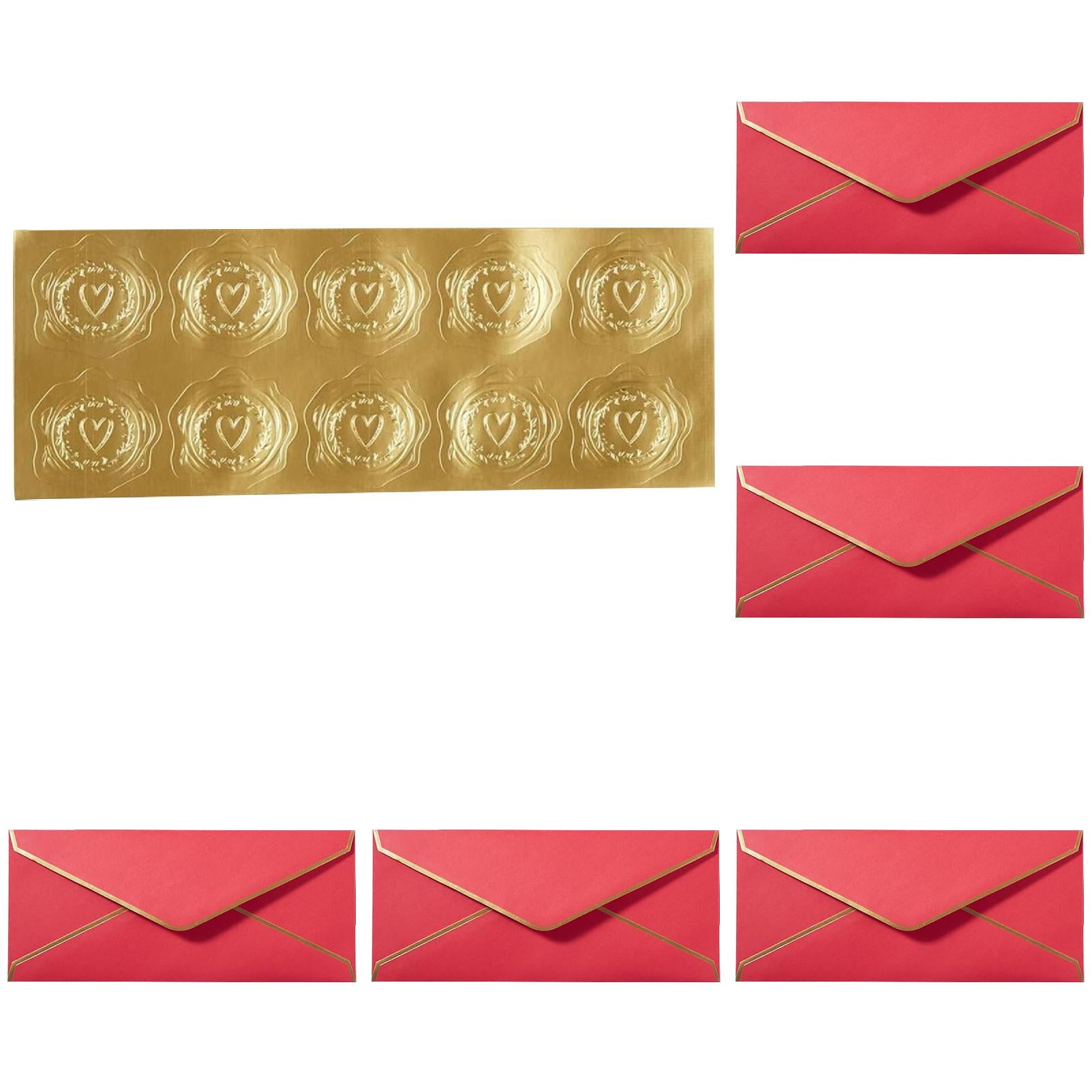 LYINGF Business Envelopes with Gold V-Flap Border, Standard Mailing ...