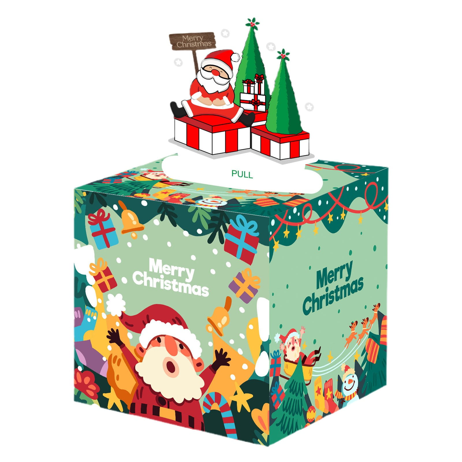 LYINGF Merry Christmas Pull Box with Red Holder and Pull-Out Card, DIY ...