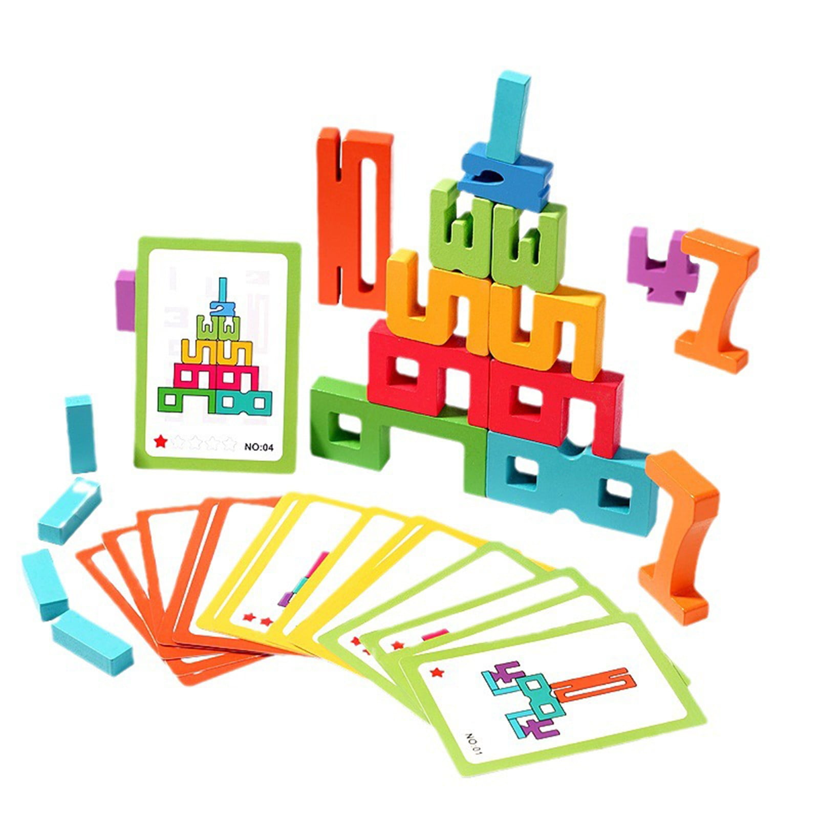 LYINGF Montessori Toys, Stacking Building Block Game for Whole Family 3 ...