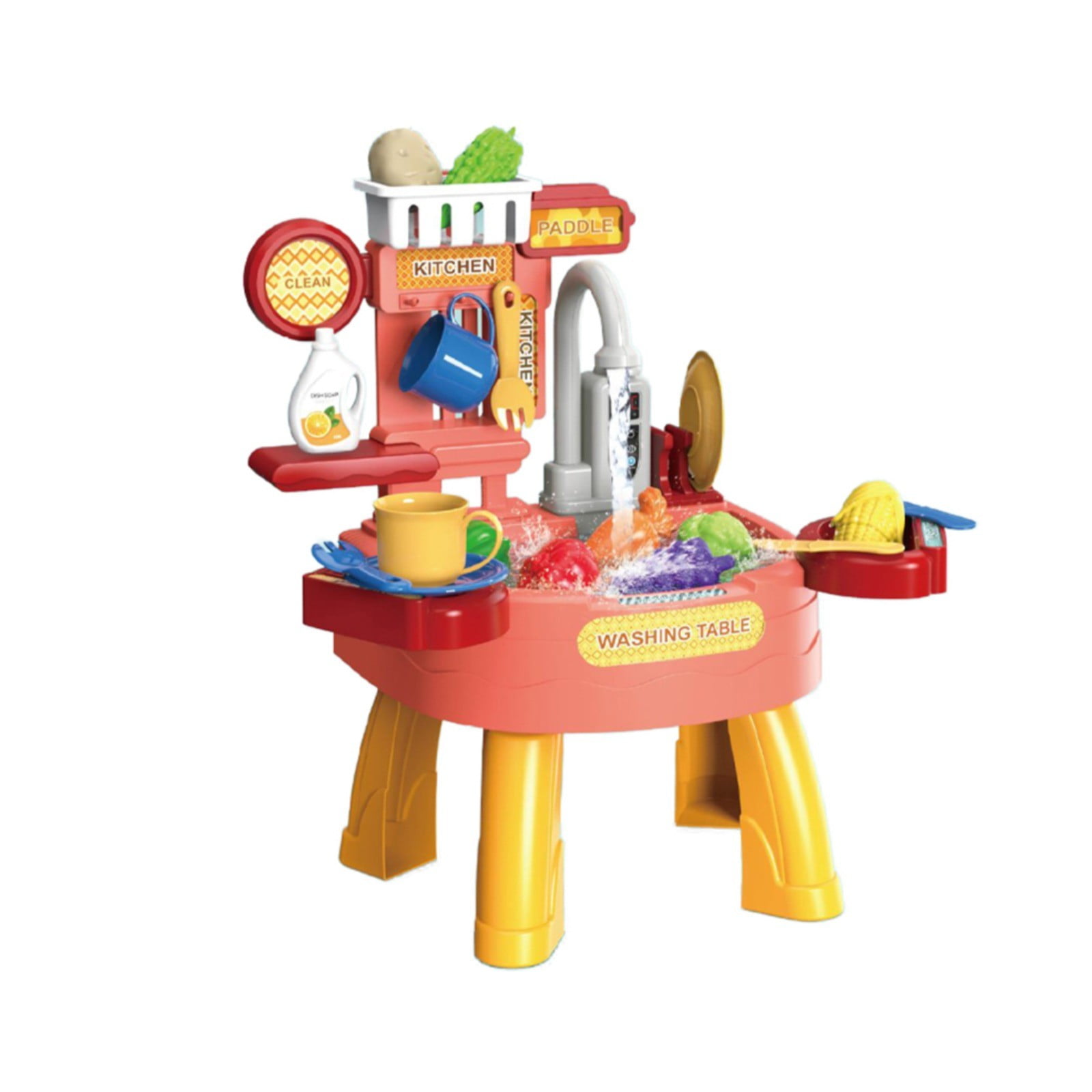 LYINGF Play Kitchen Water Table, Play Sink with Running Water, Toddler ...