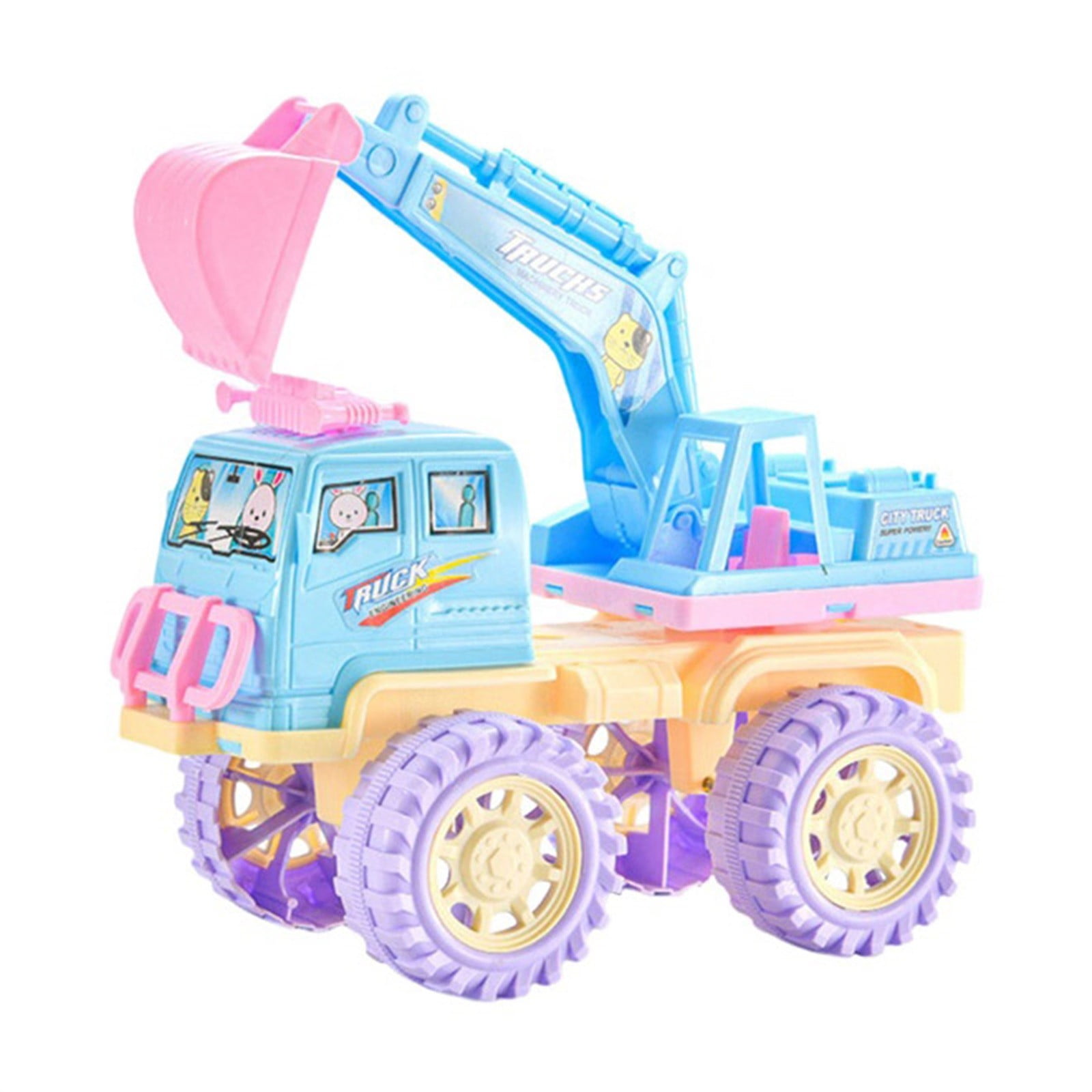 LYINGF Purple Cartoon Engineering Car Toy - Eco-Friendly Pretend Play ...