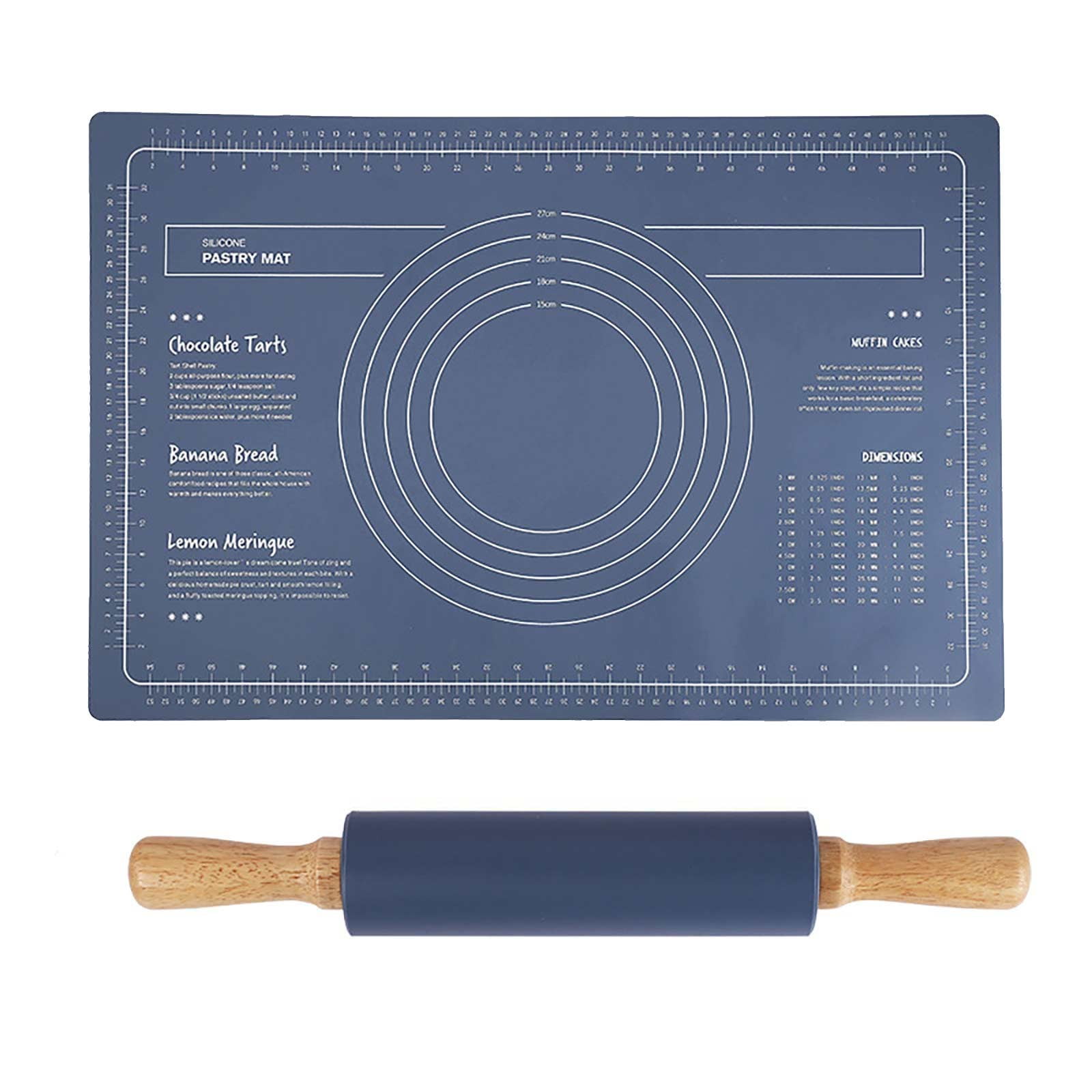 LYINGF Rolling Pin and Pastry Mat Set, Non-Stick Dough Roller Baking ...