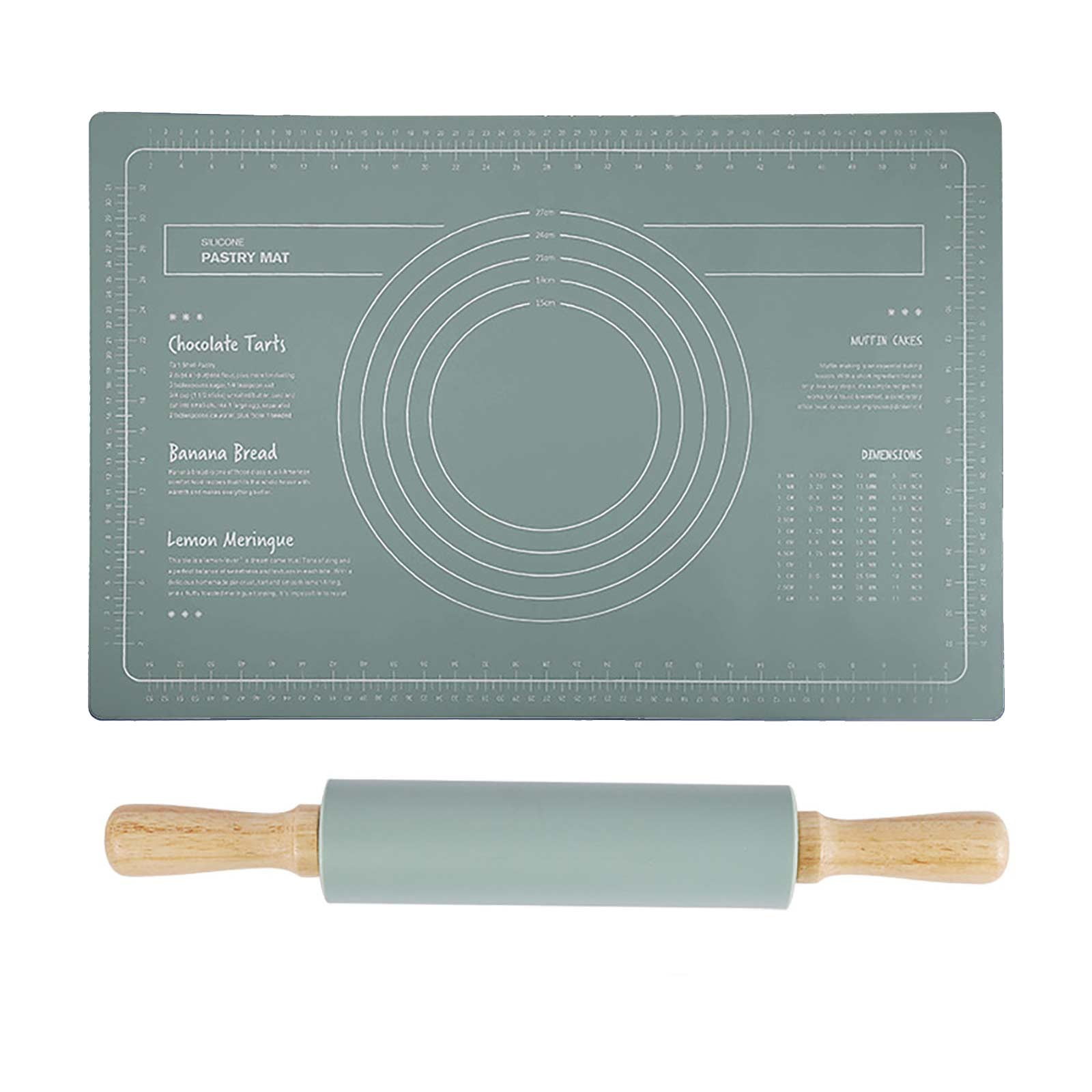 LYINGF Rolling Pin and Pastry Mat Set, Non-Stick Dough Roller Baking ...