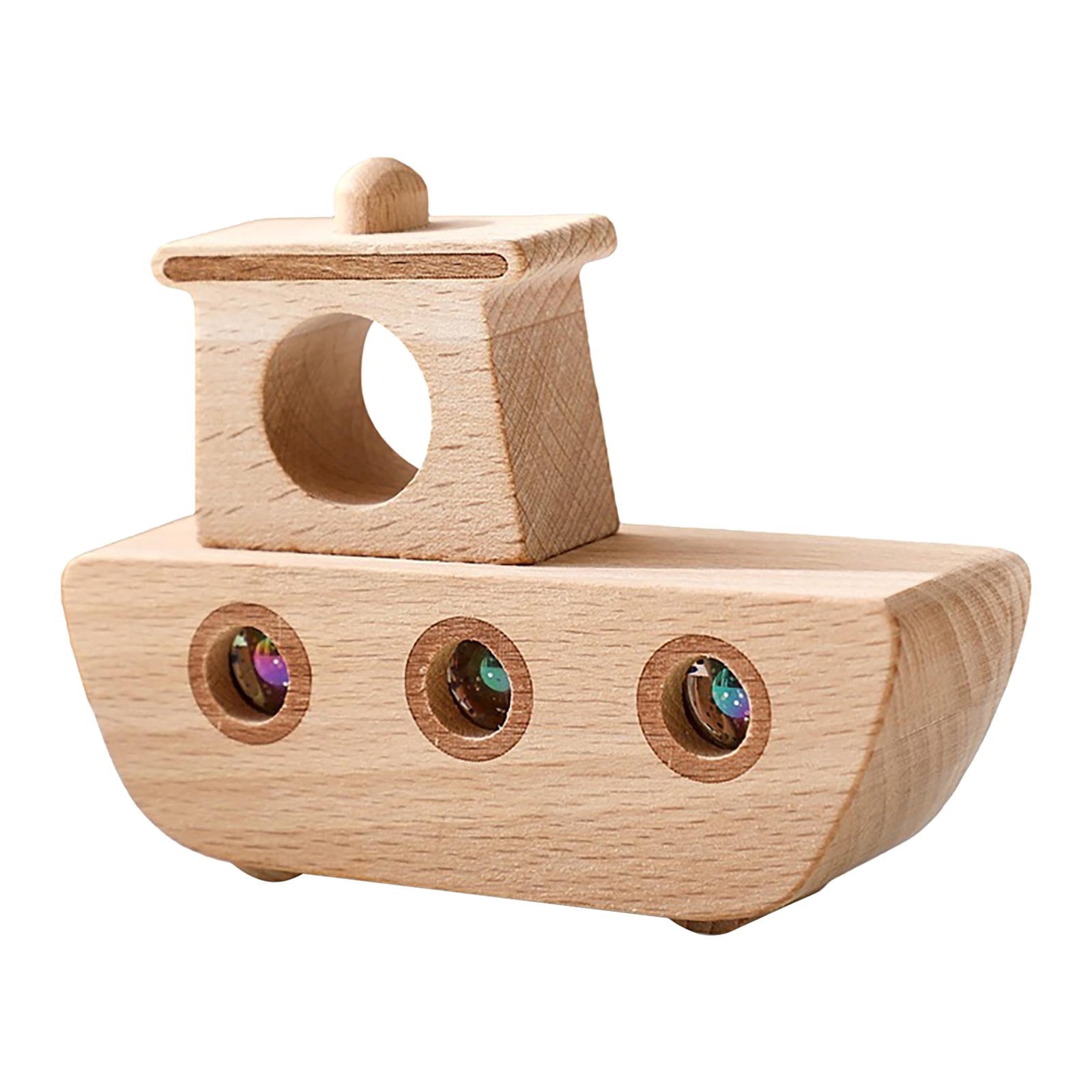 LYINGF Wood Boat Canoe - Interactive Boat Toy, Toddler Wooden Toys ...